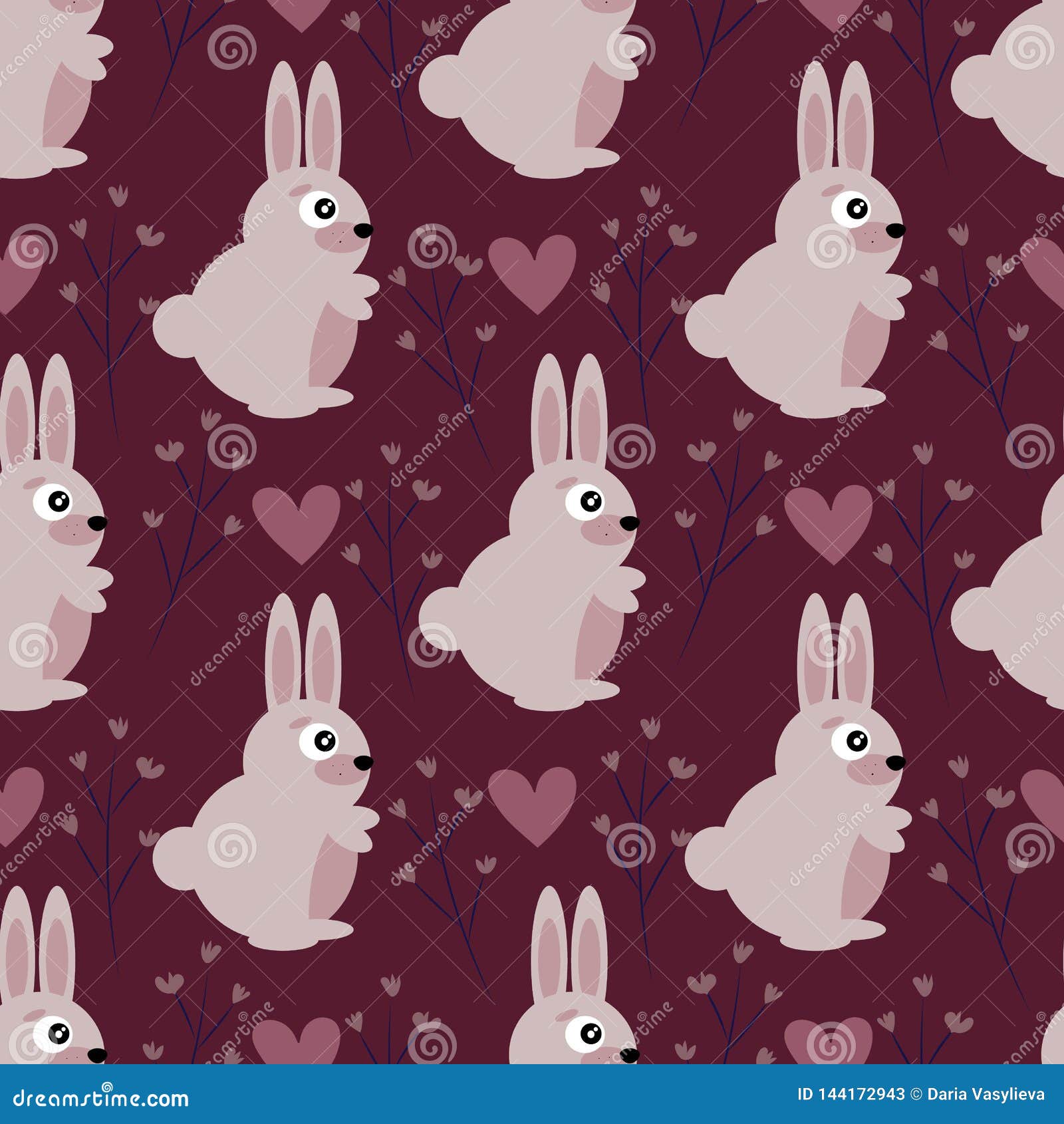 Seamless Pattern with Rabbits Stock Vector - Illustration of white ...
