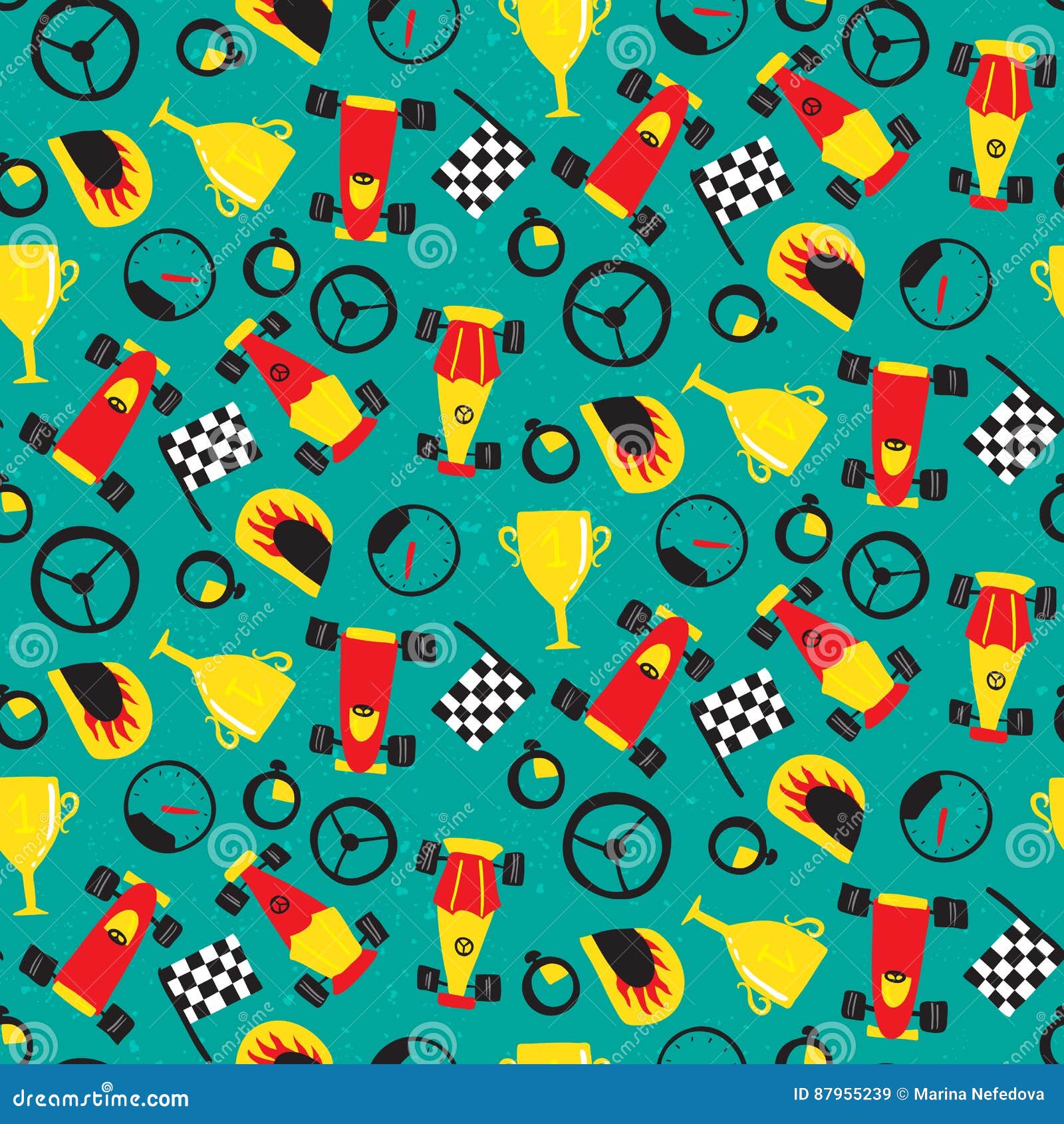 Seamless Pattern with Racing Cars Stock Illustration - Illustration of ...