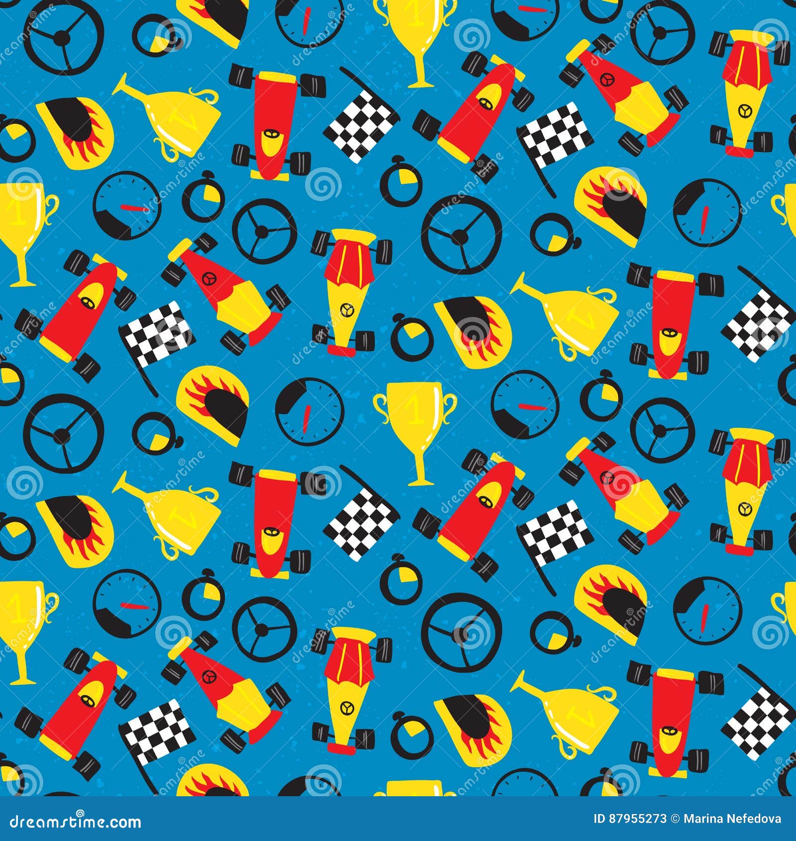 Seamless Pattern with Racing Cars Stock Illustration - Illustration of ...
