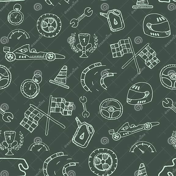Seamless Pattern Racing Element in a Drawing Style Stock Vector ...