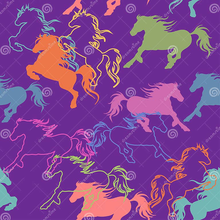 Seamless Pattern of Racing Horses Stock Vector - Illustration of ...