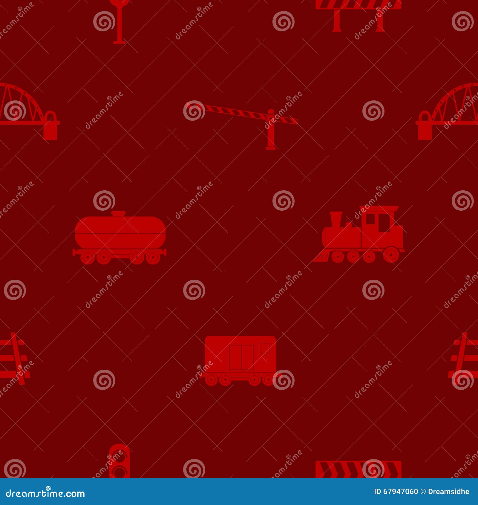 Seamless Pattern with Railroad Icons Stock Vector - Illustration of ...