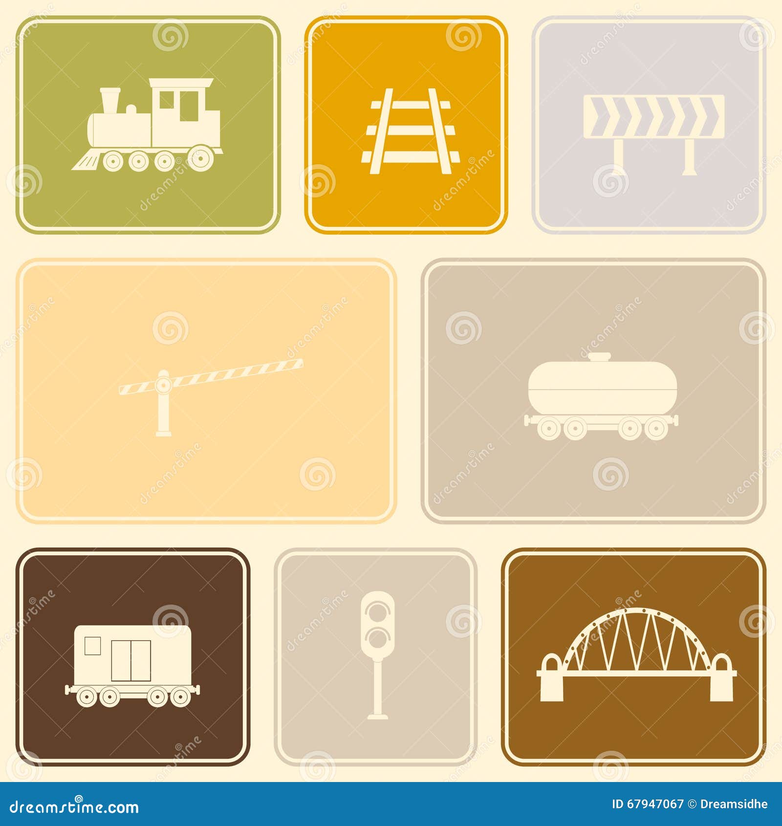 Seamless Pattern with Railroad Icons Stock Vector - Illustration of ...