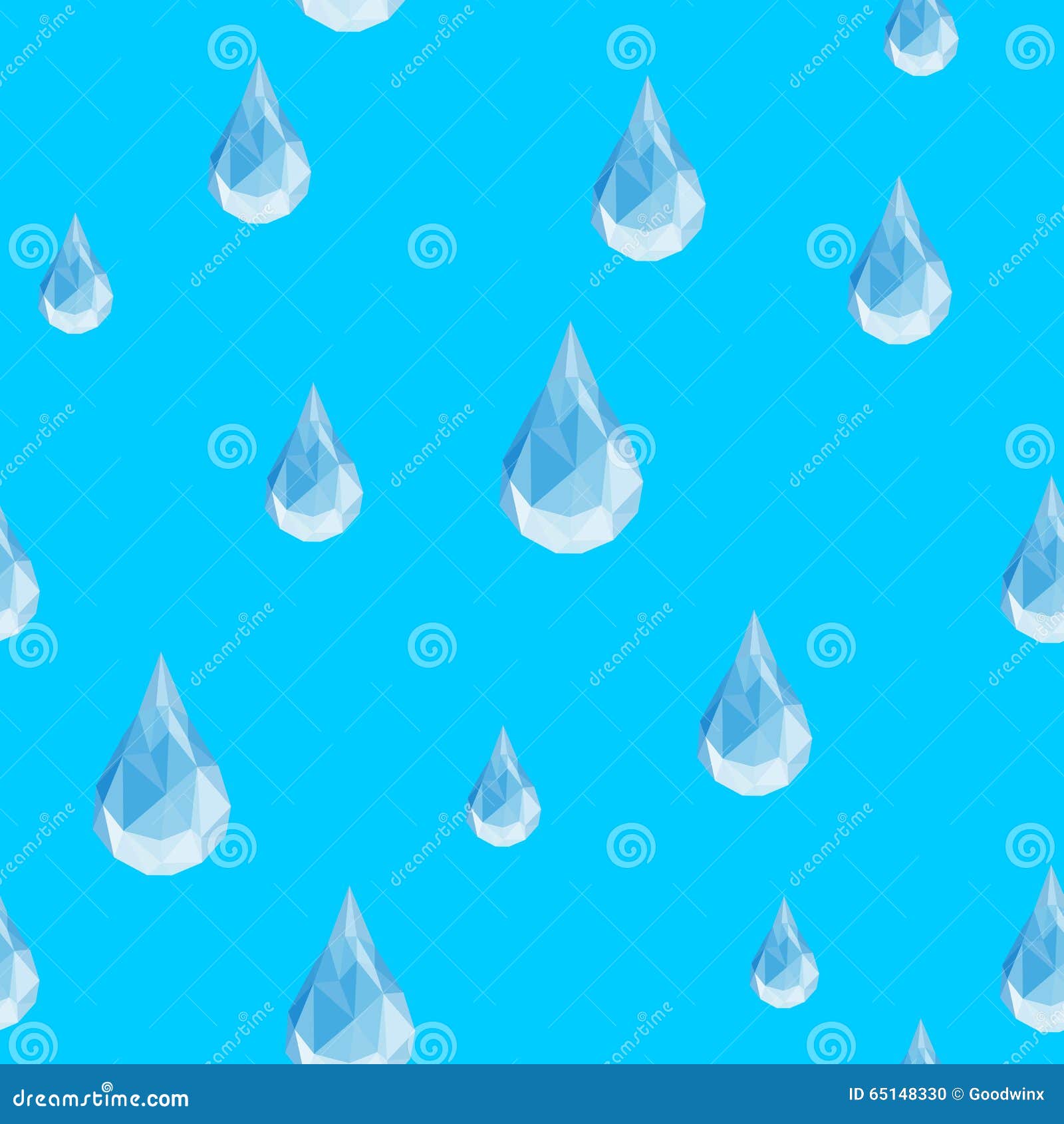 Seamless Pattern of Rain Drops on Blue Polygon Stock Vector ...