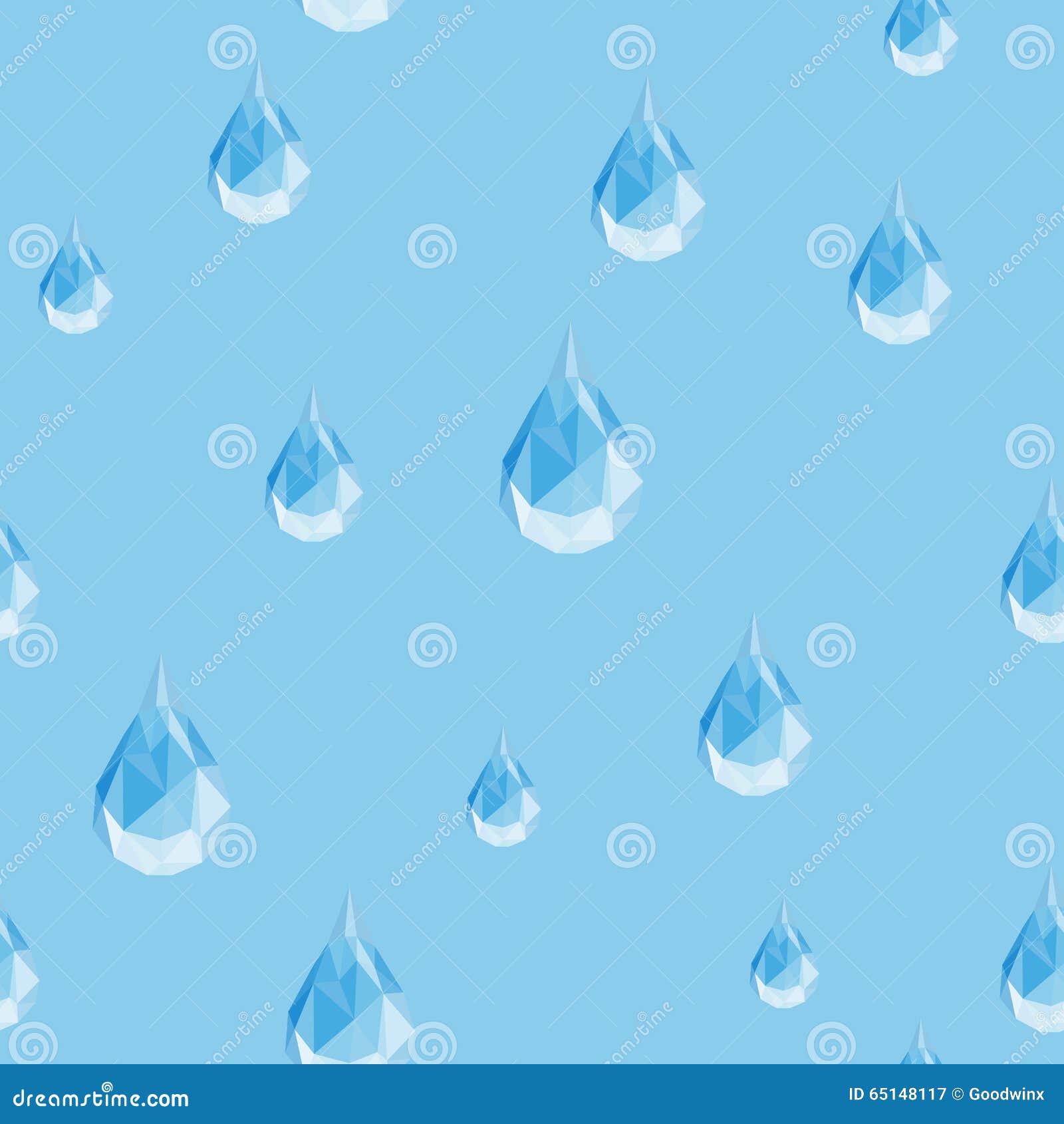 Seamless Pattern of Rain Drops on a Light Blue Polygonal Stock Vector ...
