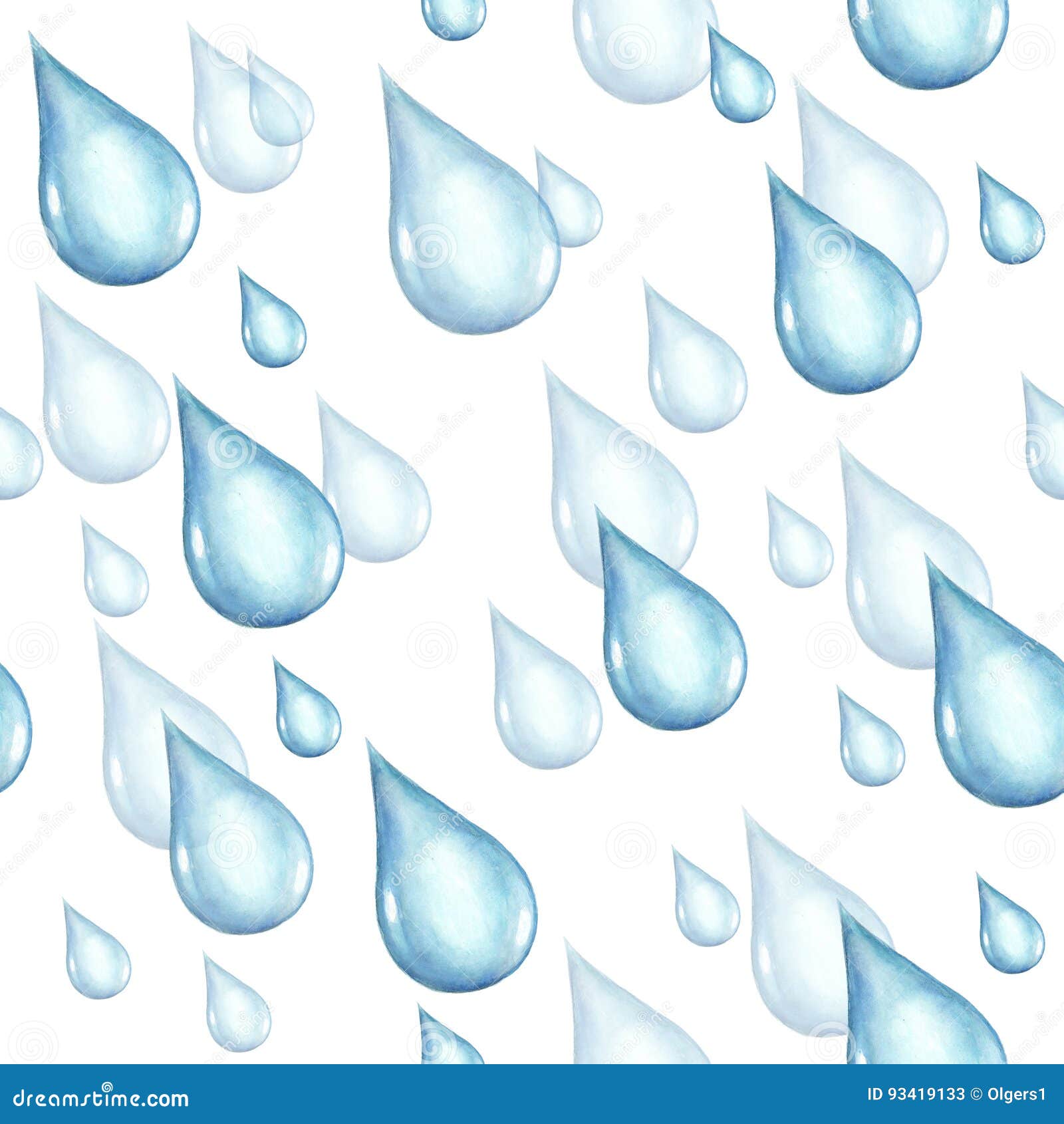 Seamless Pattern with Rain Drops. Watercolor Illustration Stock ...