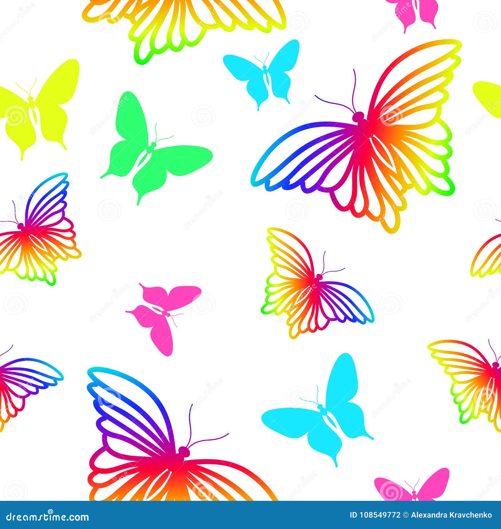 Seamless Pattern Rainbow Butterfly Stock Vector - Illustration of ...