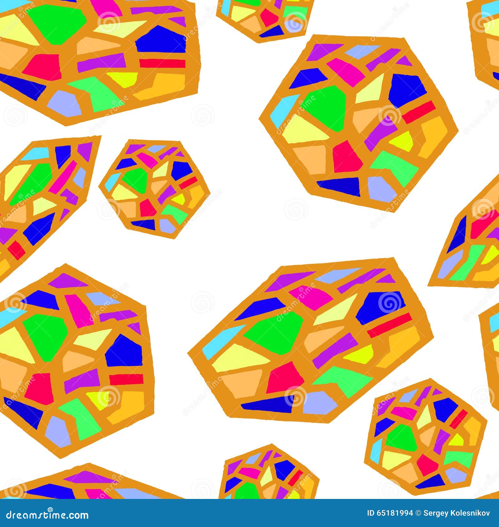 Seamless Pattern with Rainbow Colored Geometric Shapes Stock Vector ...