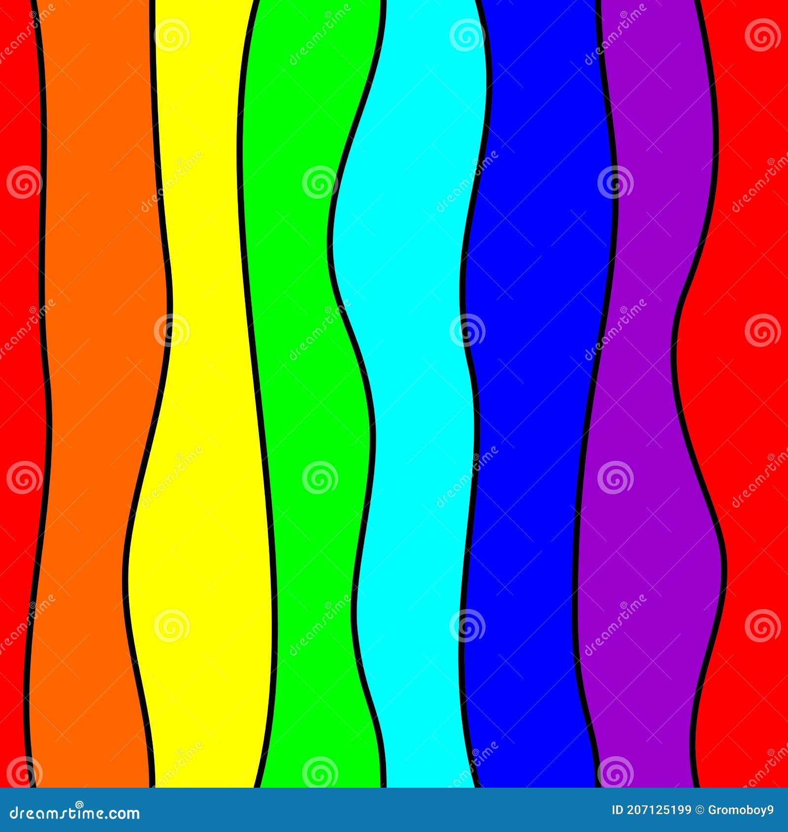 Seamless Pattern with Rainbow Wavy Stripes. Vector Drawing Stock ...