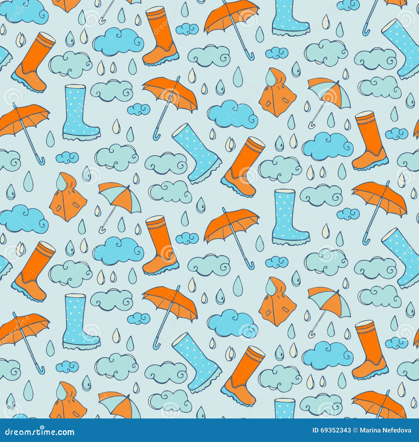 Seamless Pattern with Rainy Weather Stock Illustration - Illustration ...