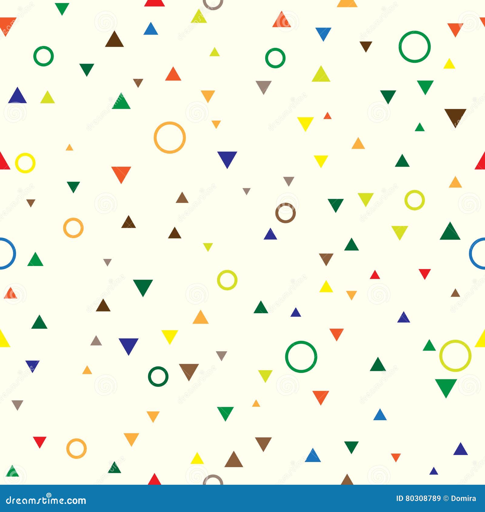 Seamless Pattern with Random Colored Triangles, Rings. Repeating ...