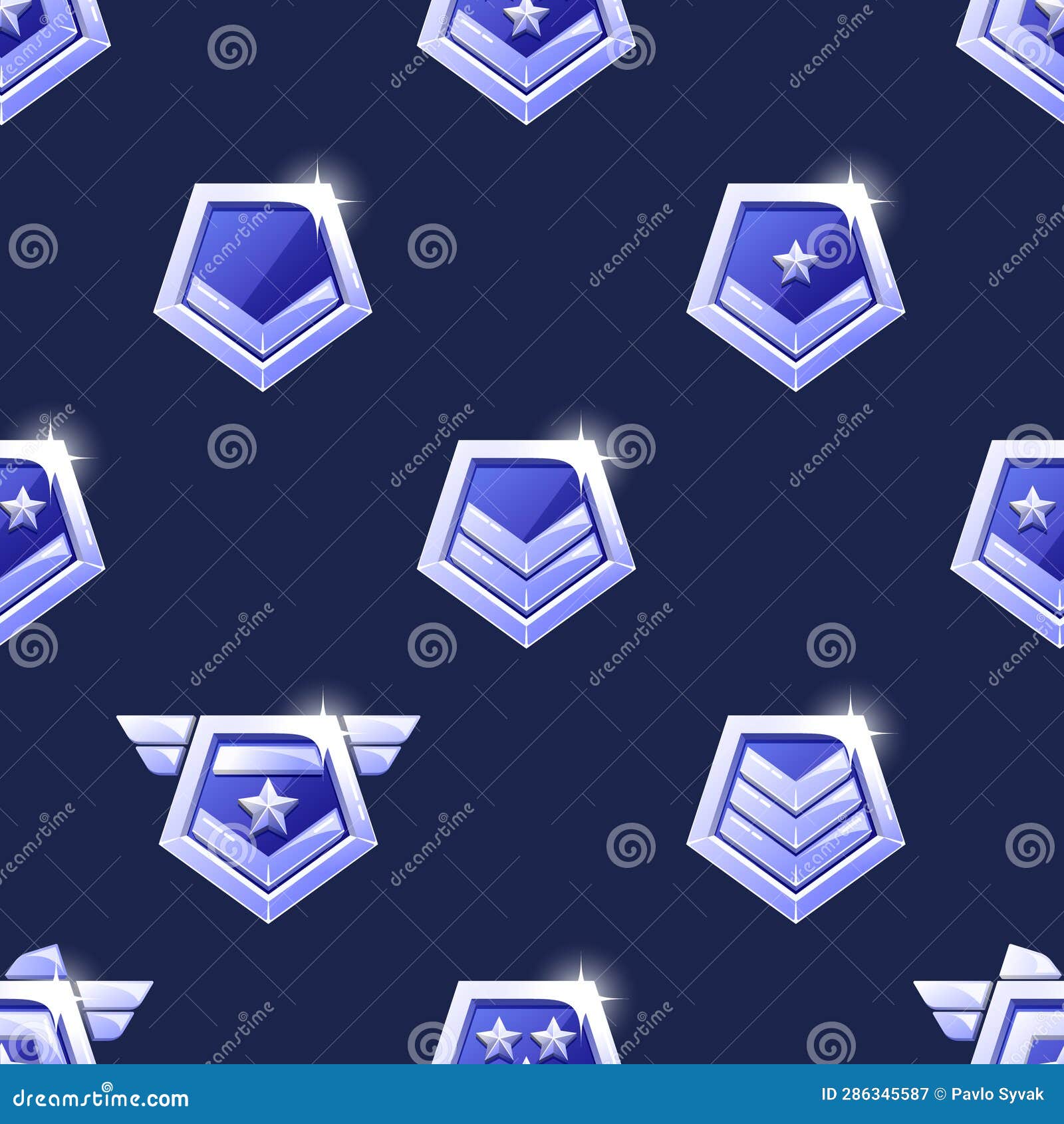 Seamless Pattern with Rank Badges Features Uniform Insignias Scattered ...