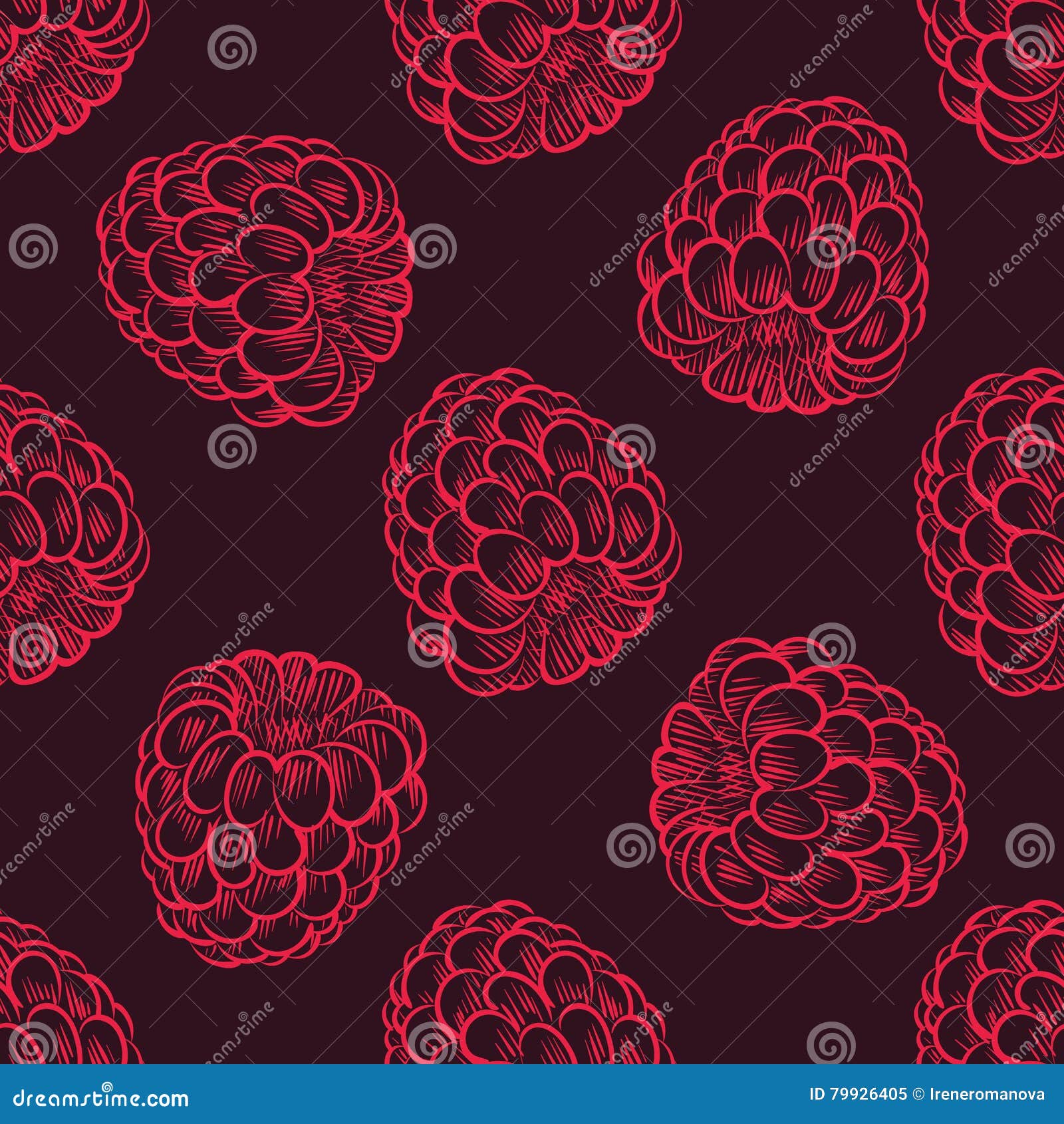 Seamless Pattern of Raspberries, Fruit Pattern. Stock Vector ...
