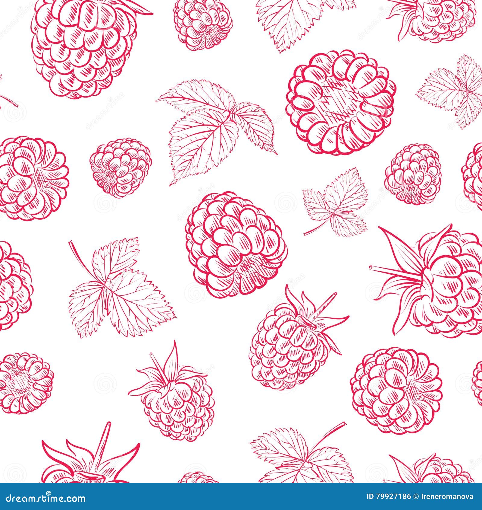 Seamless Pattern of Raspberries, Fruit Pattern. Stock Vector ...