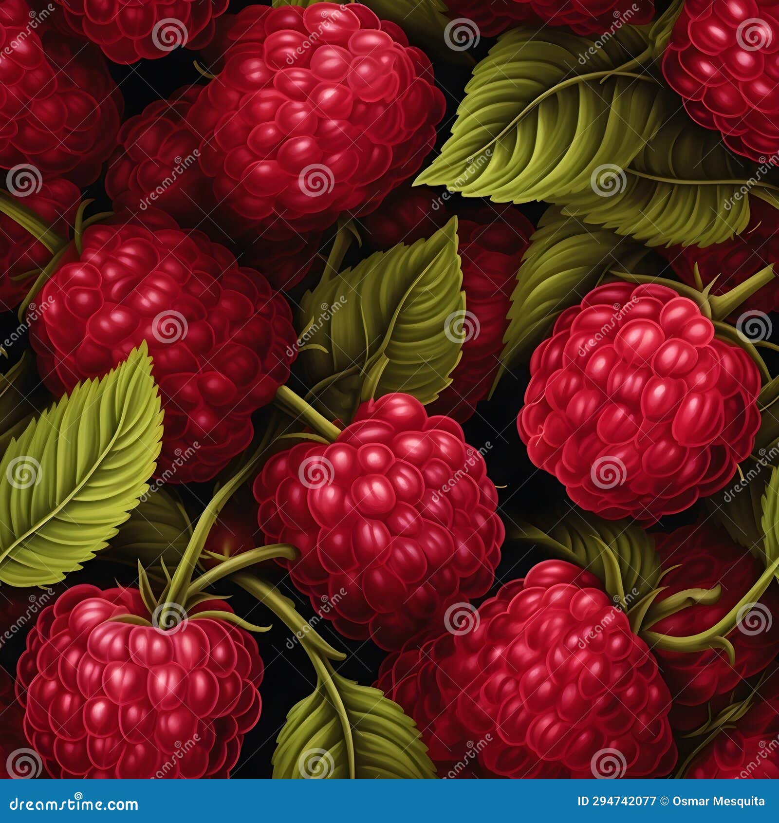 Seamless Pattern Raspberries Realistic Illustration Stock Illustration ...