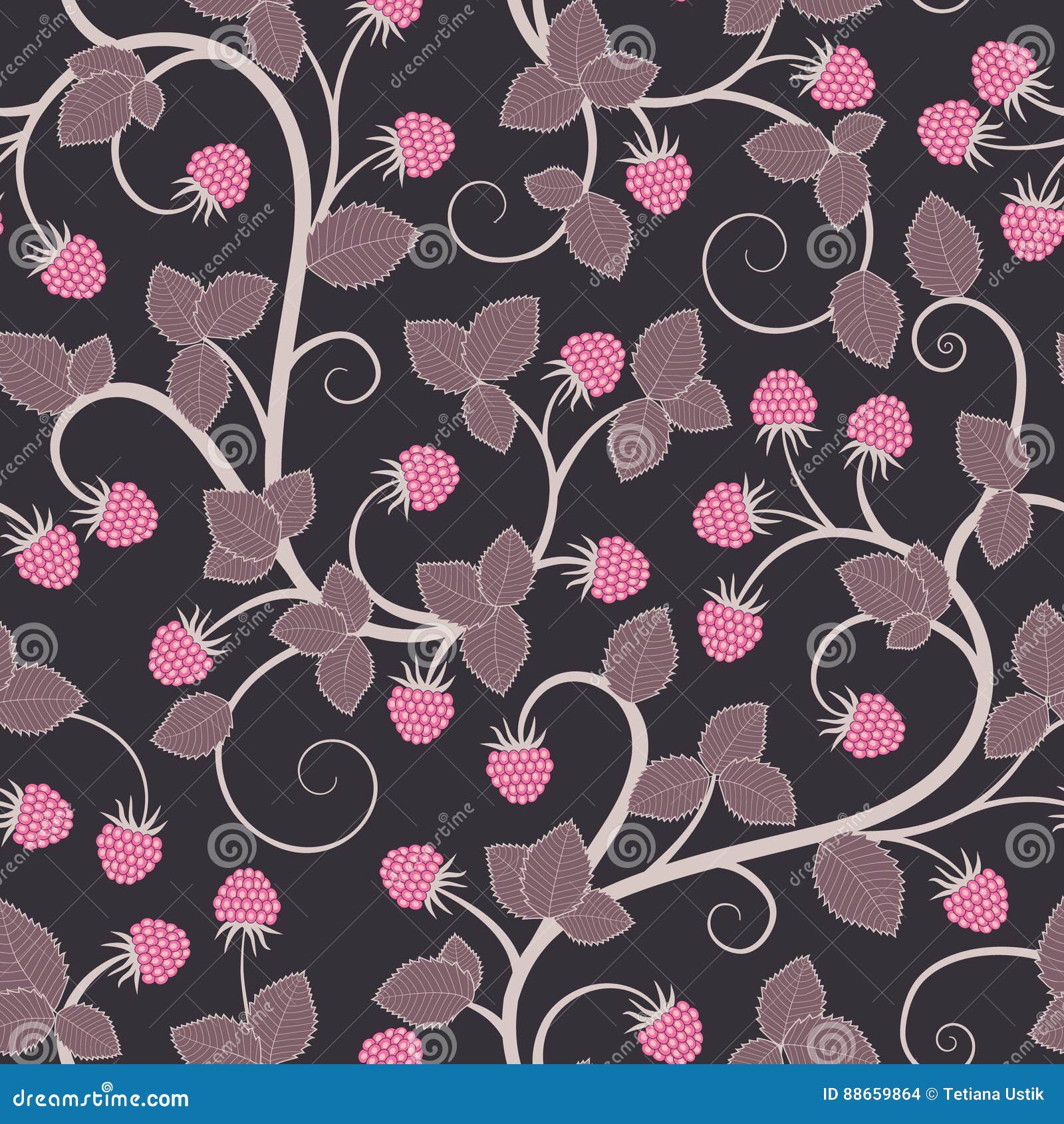 Seamless Pattern with Raspberry Stock Vector - Illustration of ...