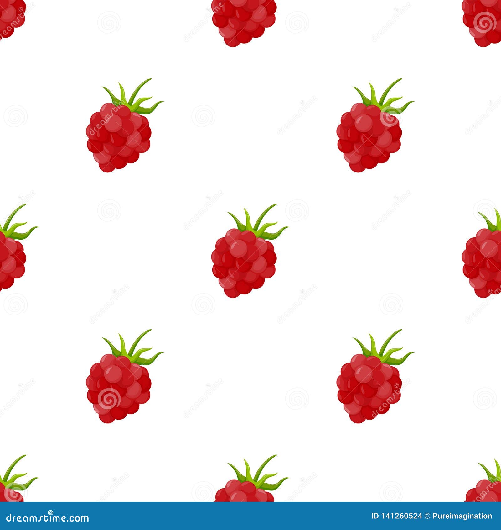 Seamless Pattern with Raspberry on White Background Stock Vector ...
