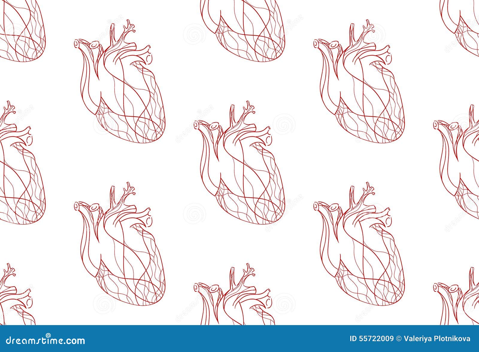 Seamless Pattern with the Real Heart of the Red Lines Stock Vector ...