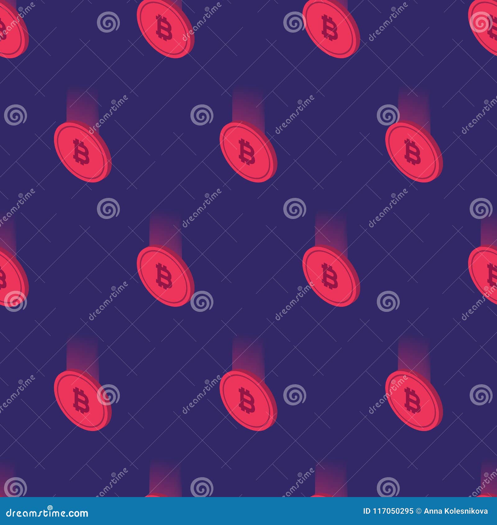 Seamless Pattern with Realistic Bitcoins Falling Down Crypto Currency Mining Concept Vector ...