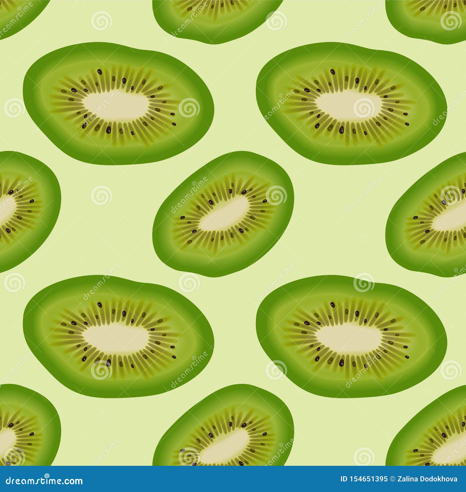 Seamless Pattern with Realistic Fresh Ripe Kiwi. Vector Illustration ...