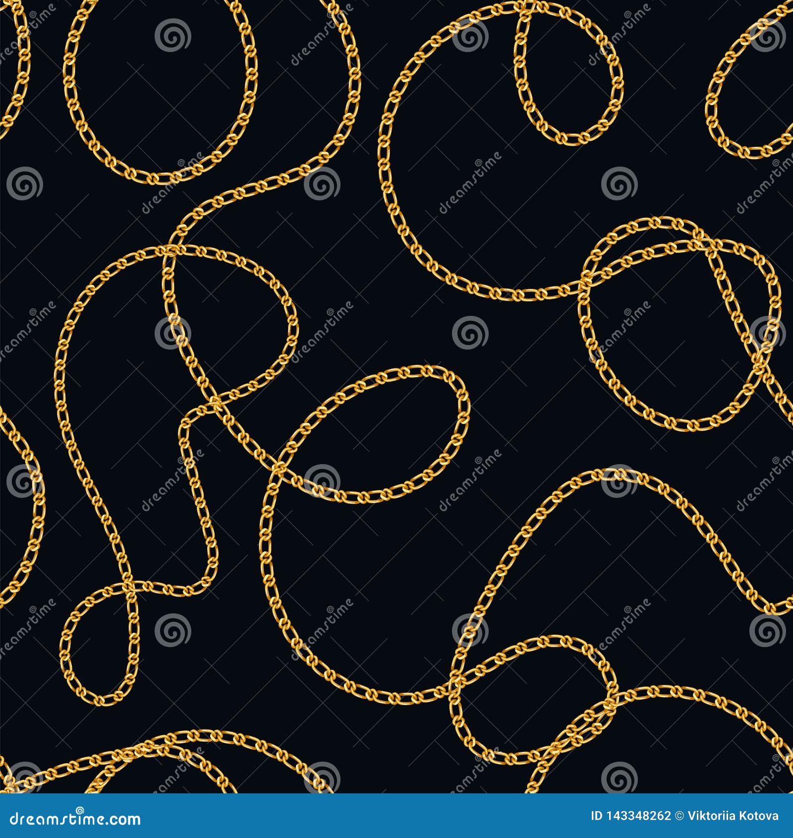 Seamless Pattern With Realistic Golden Chain For Fabric Design. Perfect ...