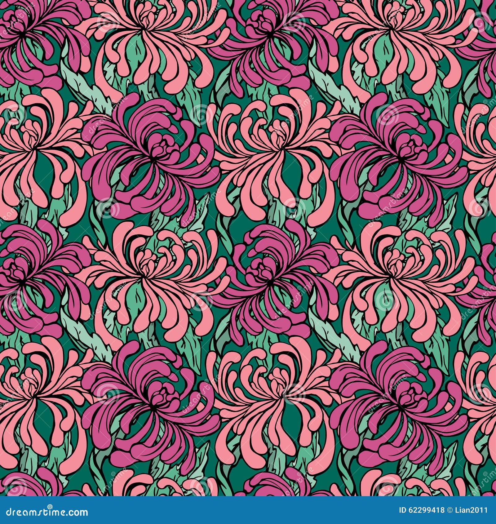 Seamless Pattern with Realistic Graphic Flowers Stock Vector ...