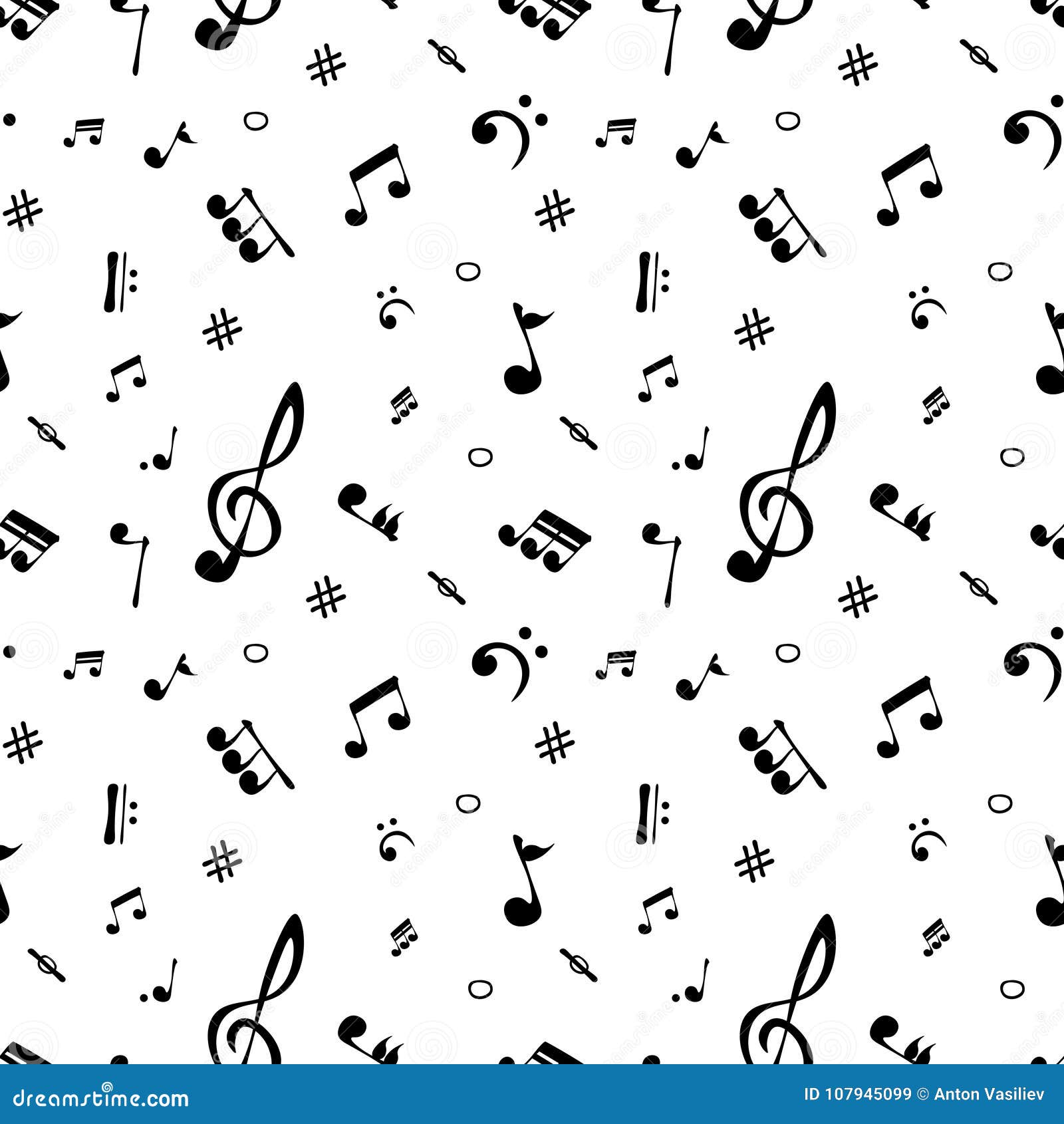 Seamless Pattern of Realistic Musical Notes. Vector Stock Vector ...
