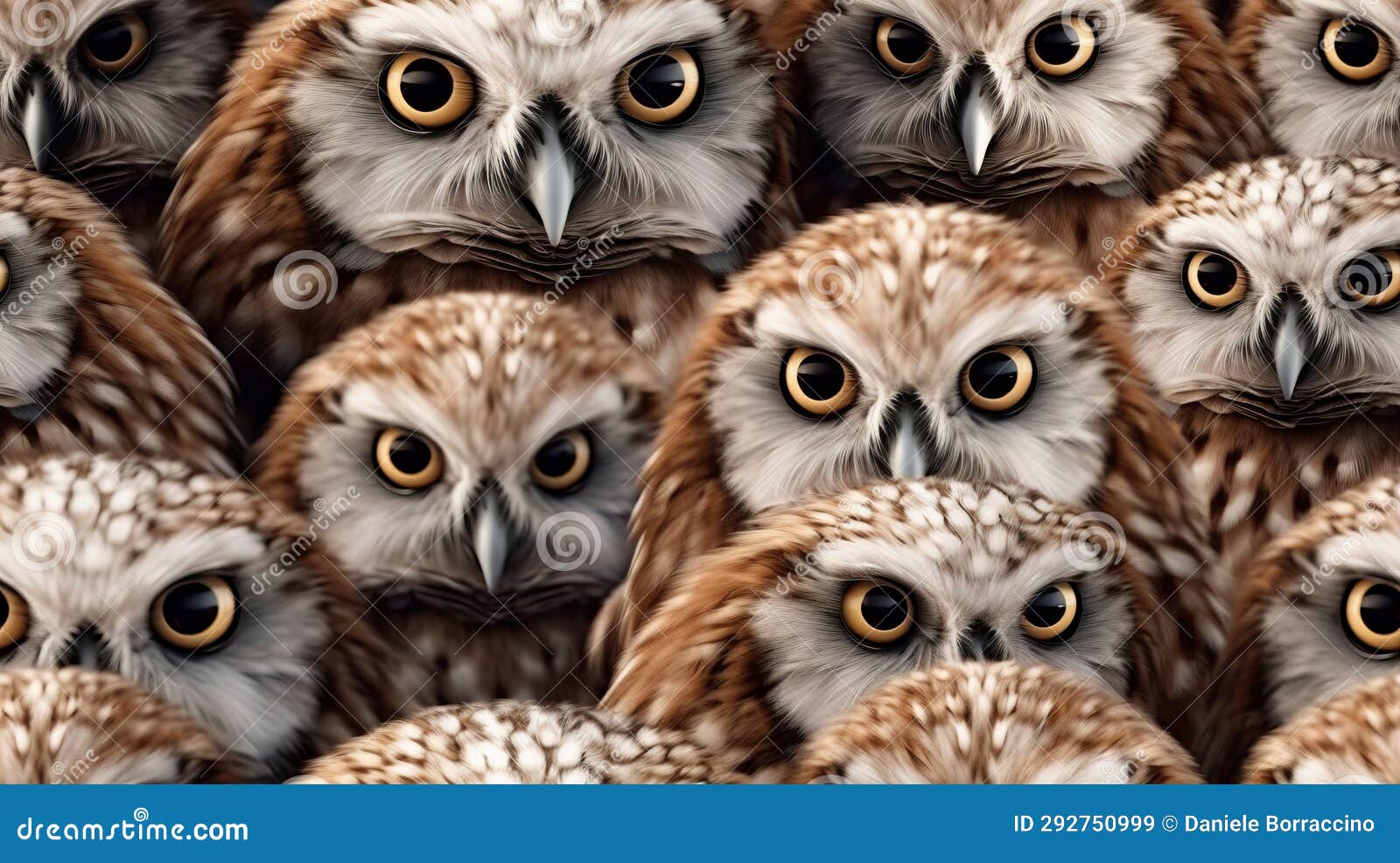 Seamless Pattern of Realistic Owls, Cute, Colorful, Hyper Realistic ...