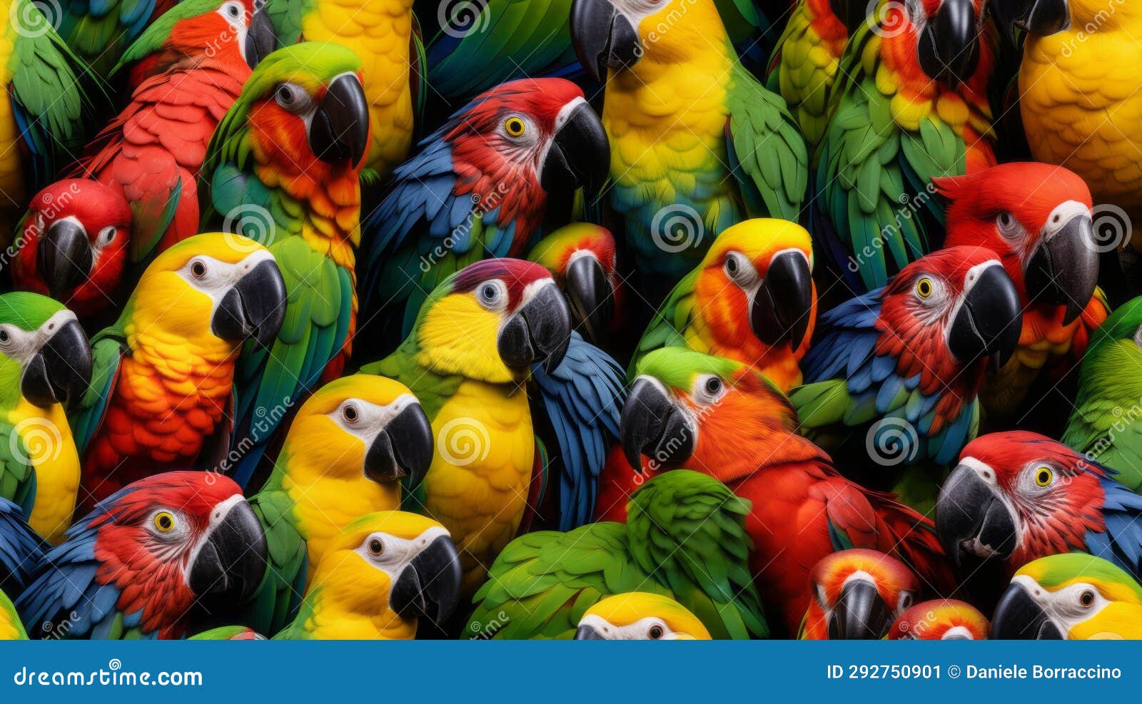 Seamless Pattern of Realistic Parrots, Cute, Colorful, Hyper Realistic, Background, Wallpaper ...