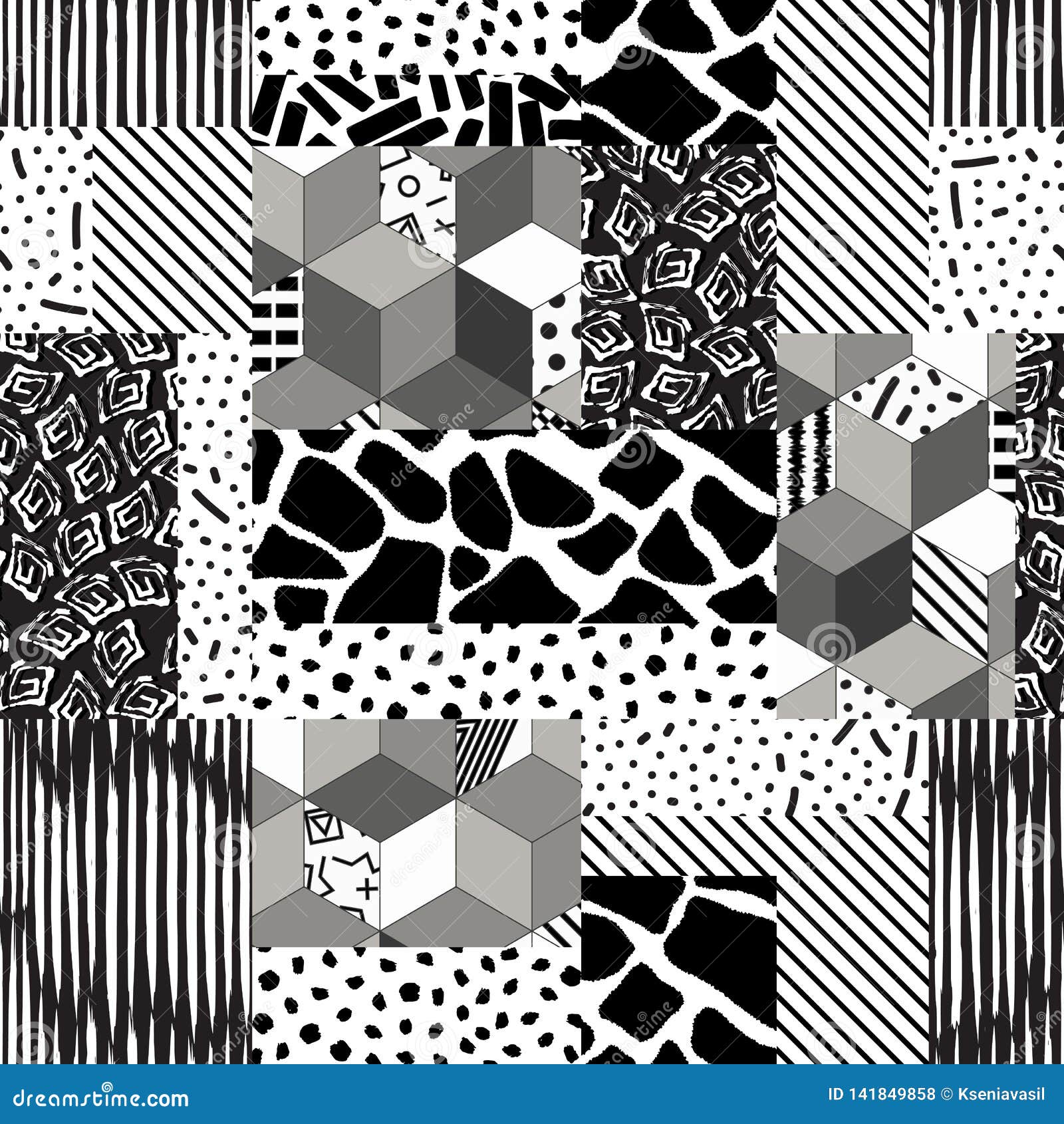 Patchwork seamless texture stock vector. Illustration of collage ...