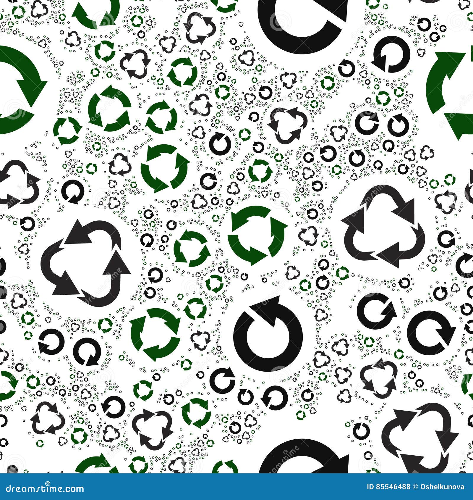 Seamless Pattern with Recycle Symbols. Stock Vector - Illustration of ...