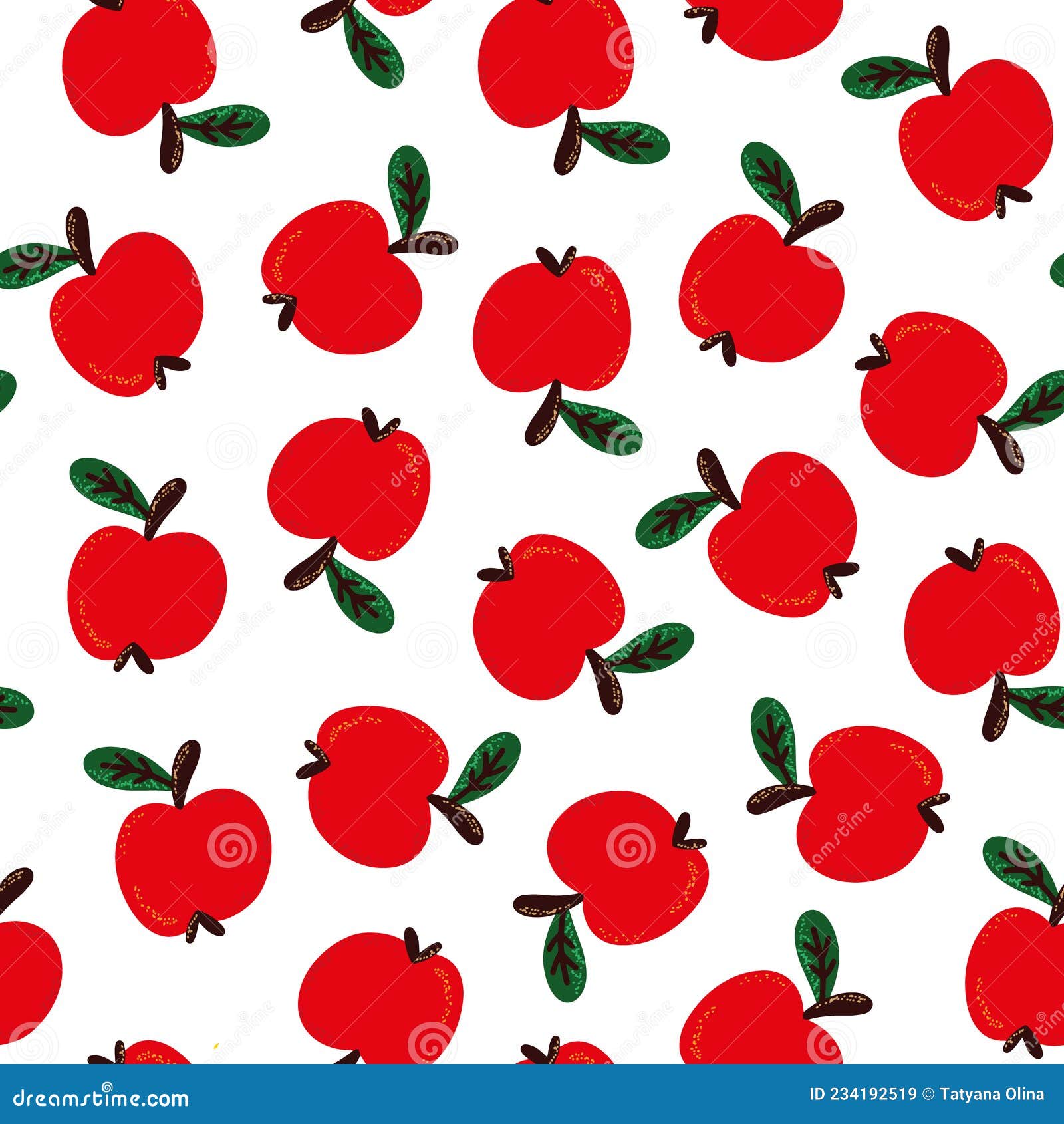 Seamless Pattern with Red Apples on a White Background Stock Vector ...