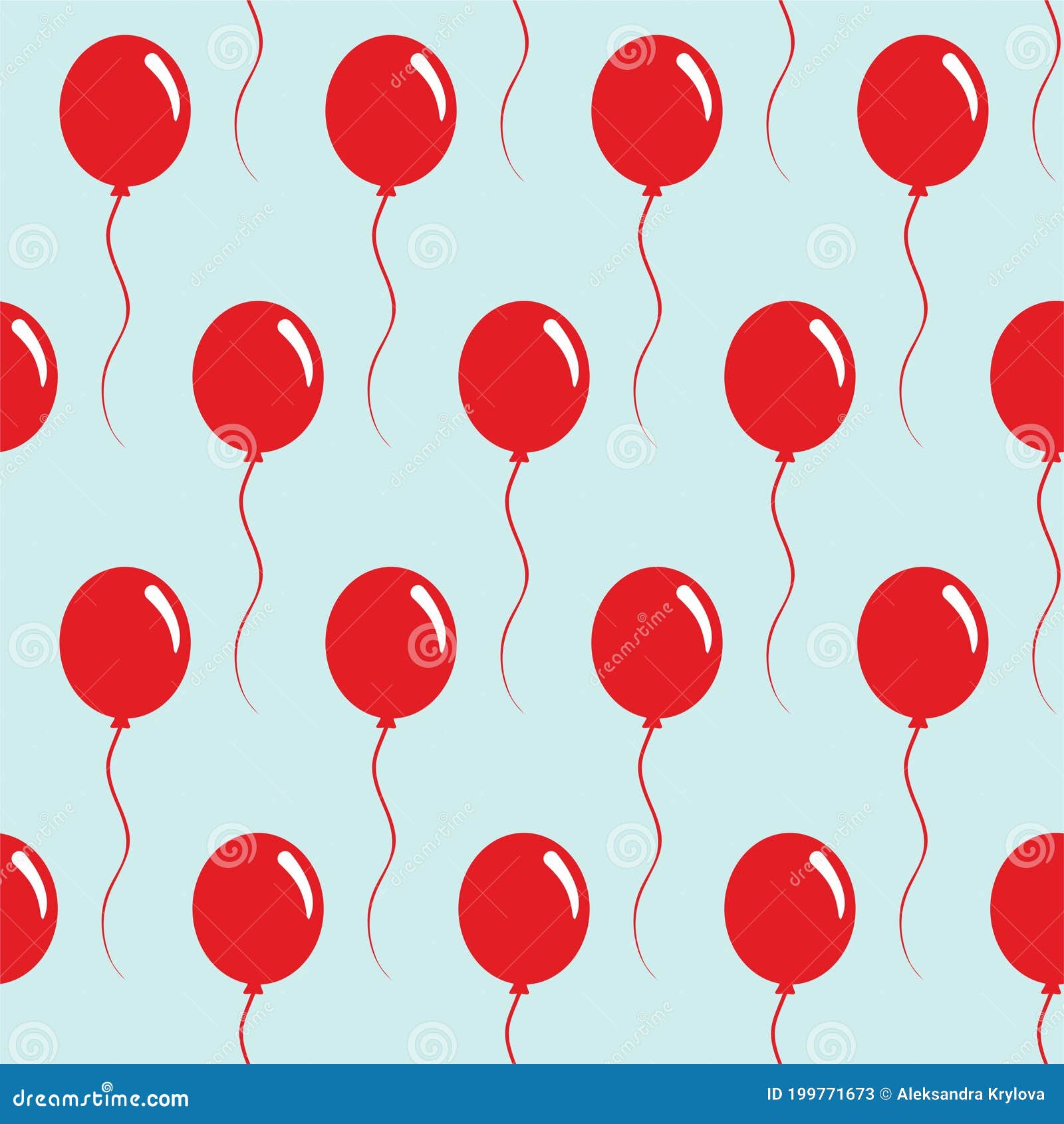 Seamless Pattern of Red Balloon with Long String. Vector Illustration ...