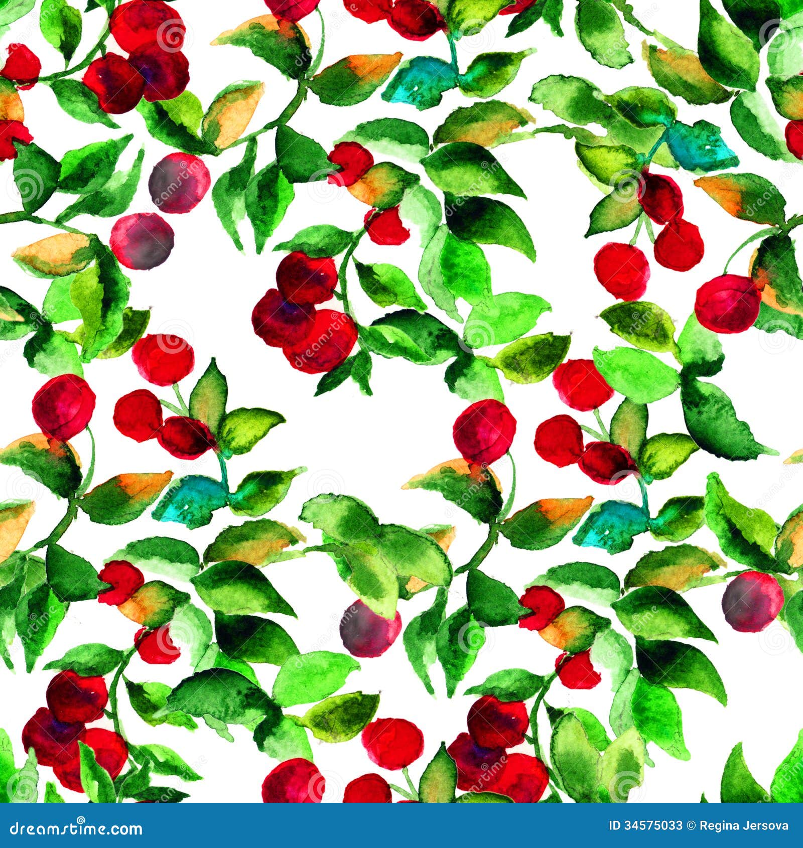Seamless Pattern with Red Berry Stock Illustration - Illustration of ...