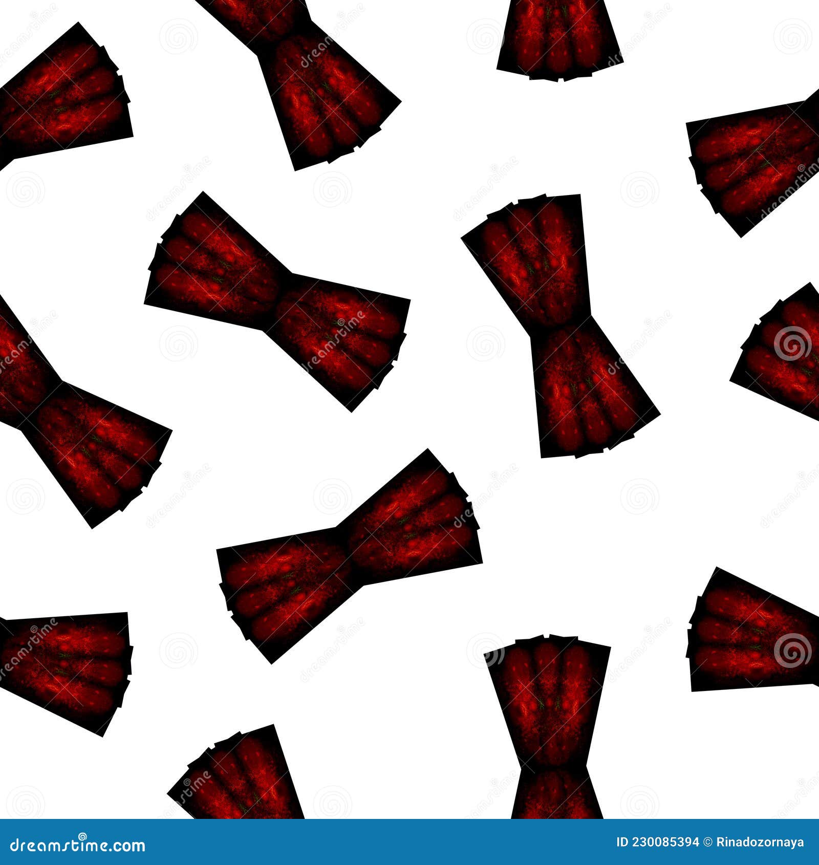 Seamless Pattern with Red and Black Bow on White Background. Stock ...