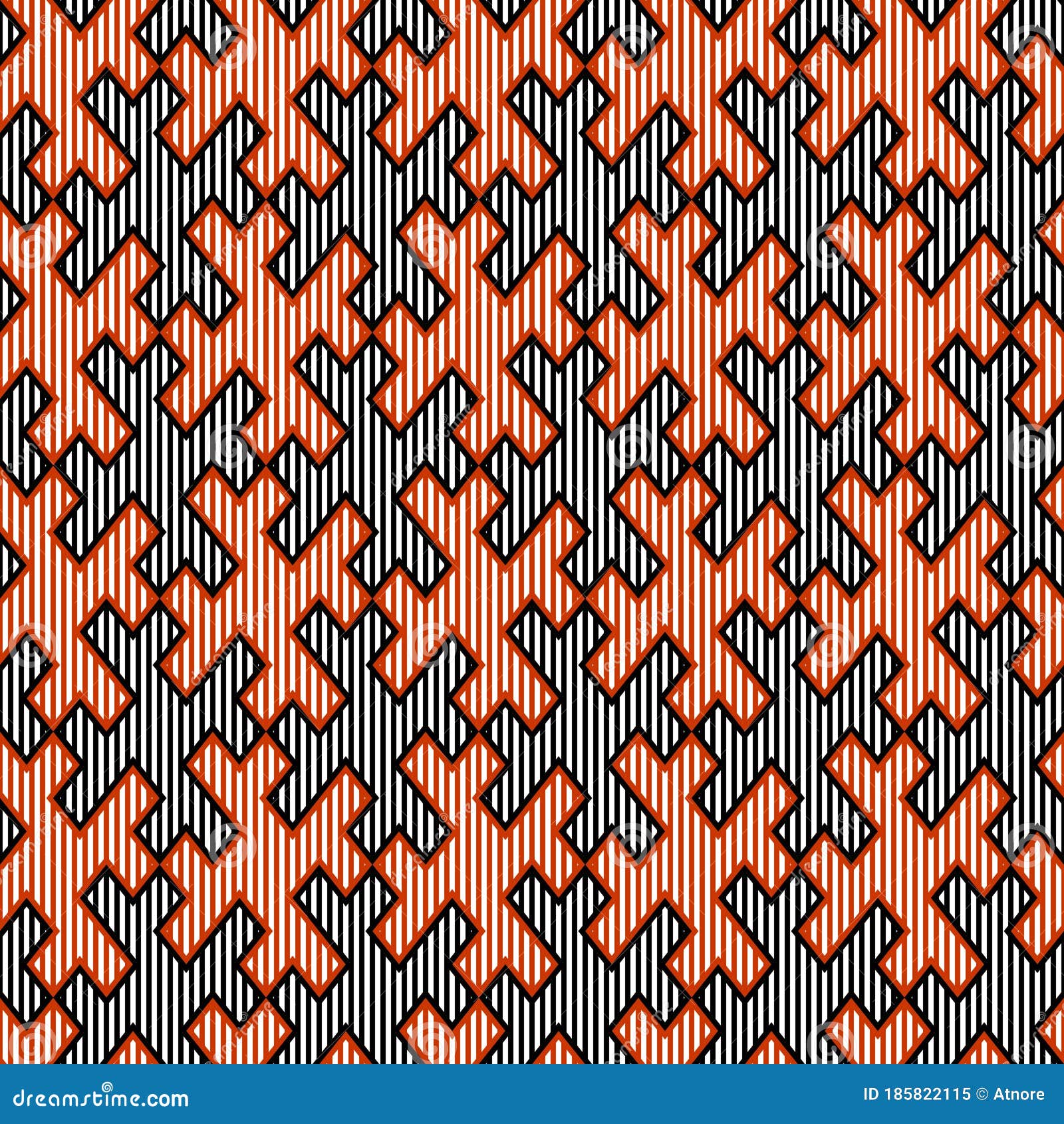 Seamless Pattern of Red and Black Hatched Shapes Stock Vector ...