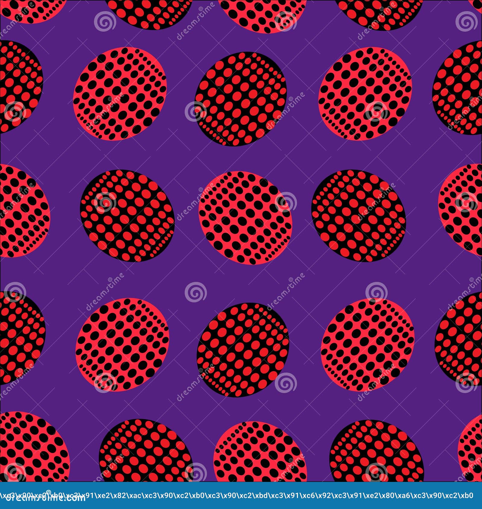 Seamless Pattern with Red and Black Ovals Speckled Stock Vector ...