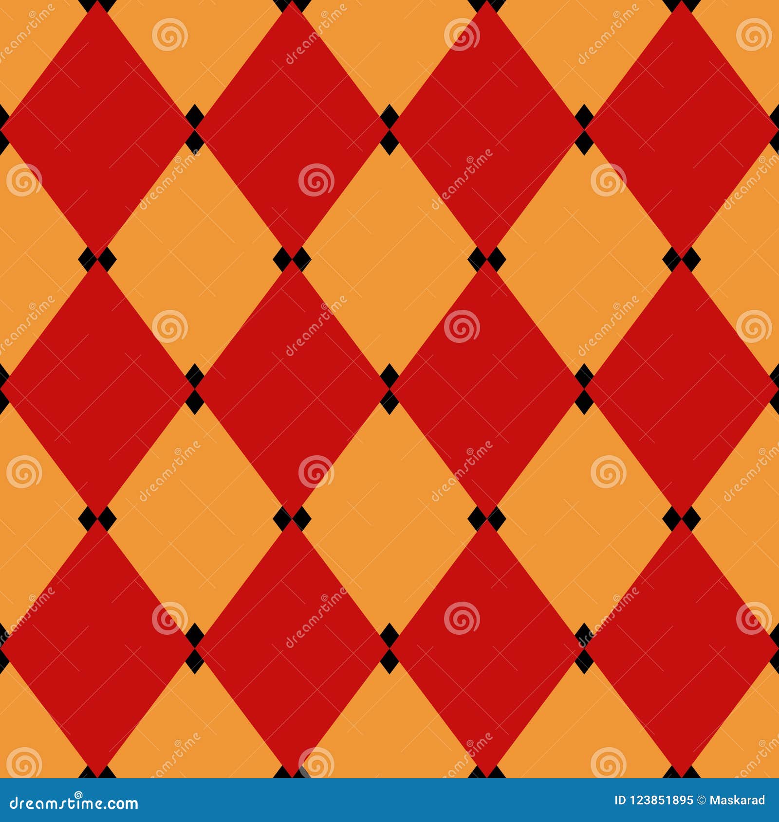 Seamless Pattern with Red, Black and Yellow Harlequin-style Diam Stock ...