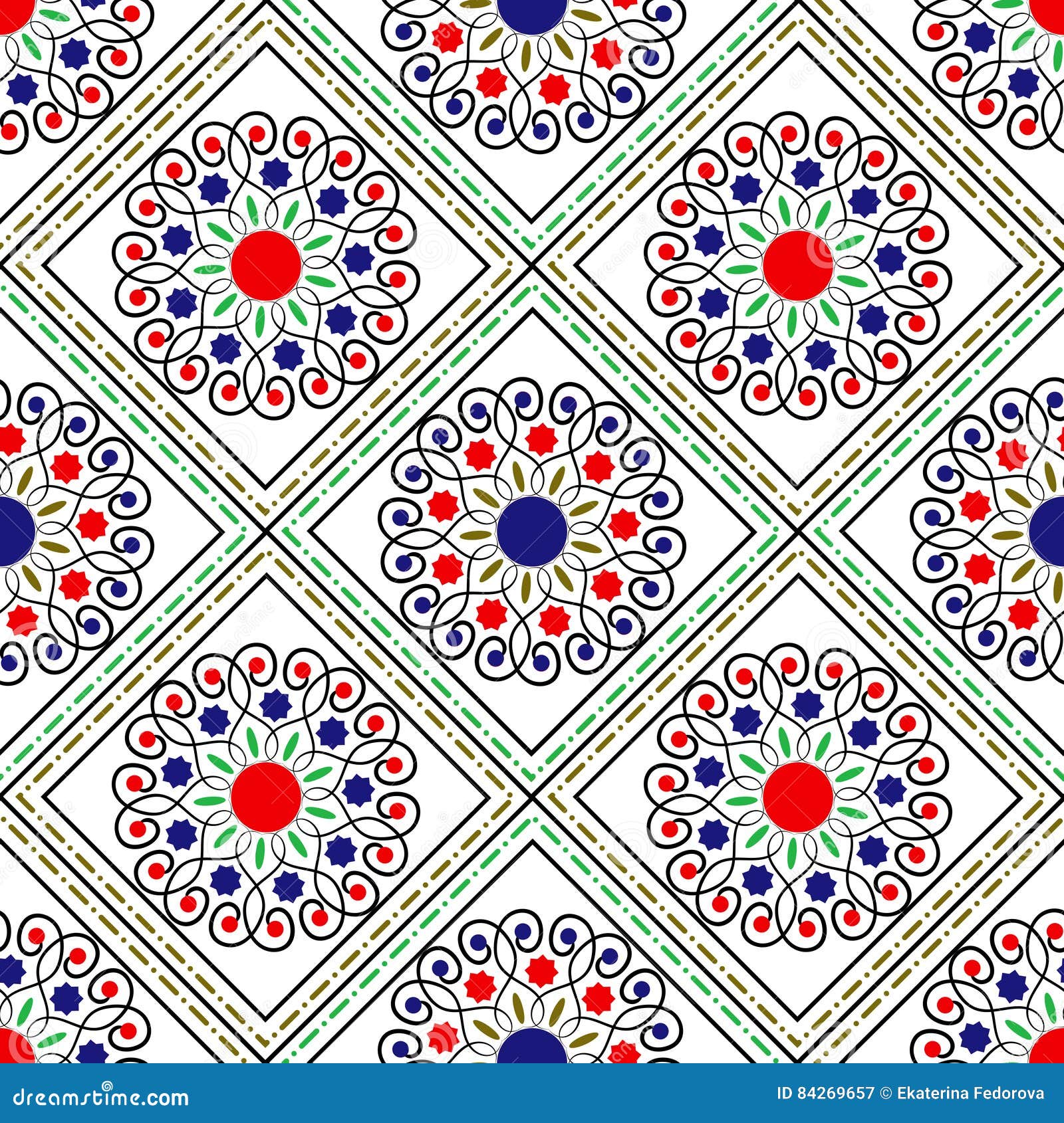 Seamless Pattern of Red and Blue, Beautiful Pattern of Rhombuses Stock ...