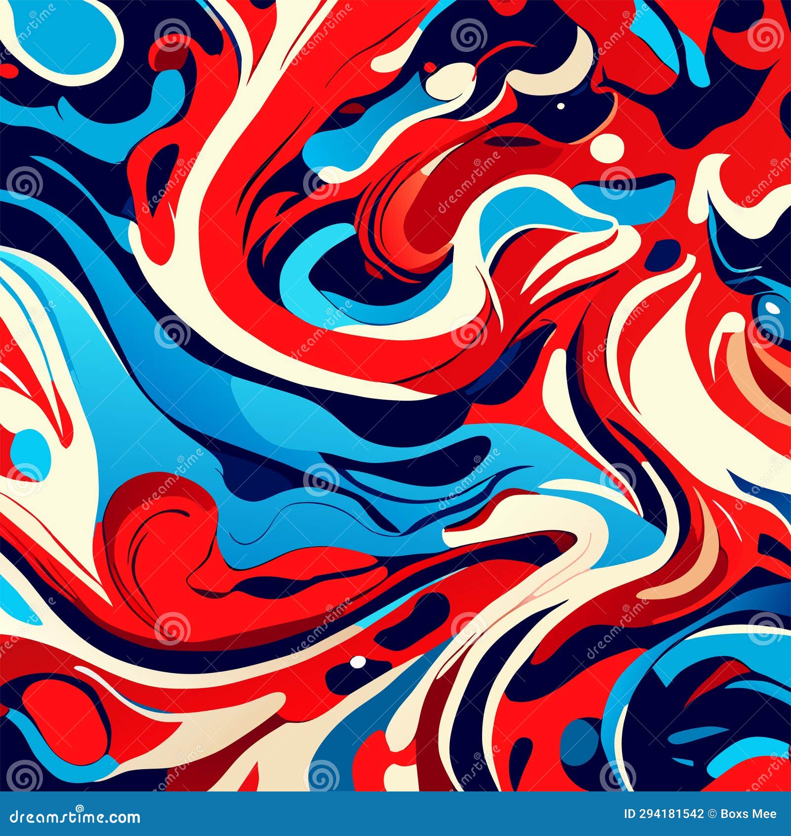 Seamless Pattern with Red, Blue and Blue Abstract Waves. AI Generated ...