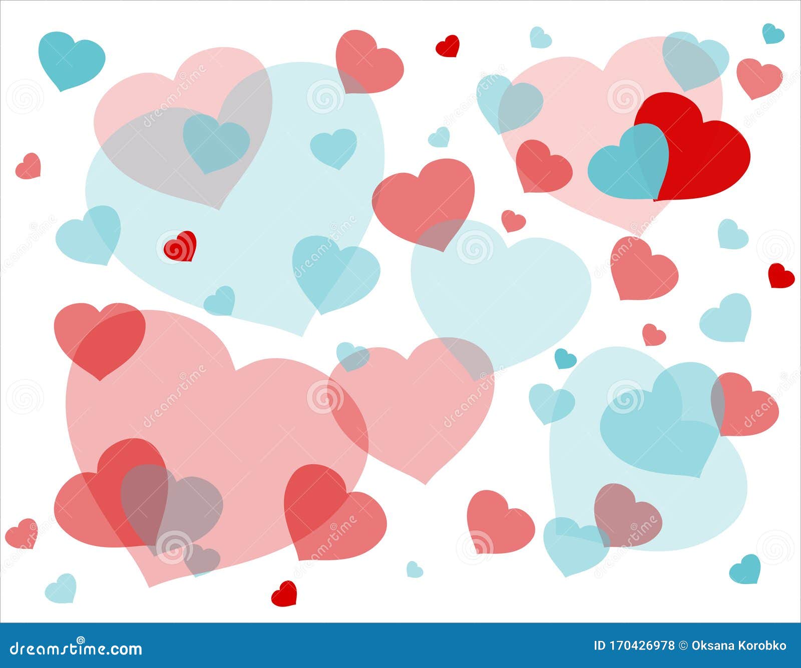 Seamless Pattern with Red and Blue Hearts. Vector Illustration. Stock ...