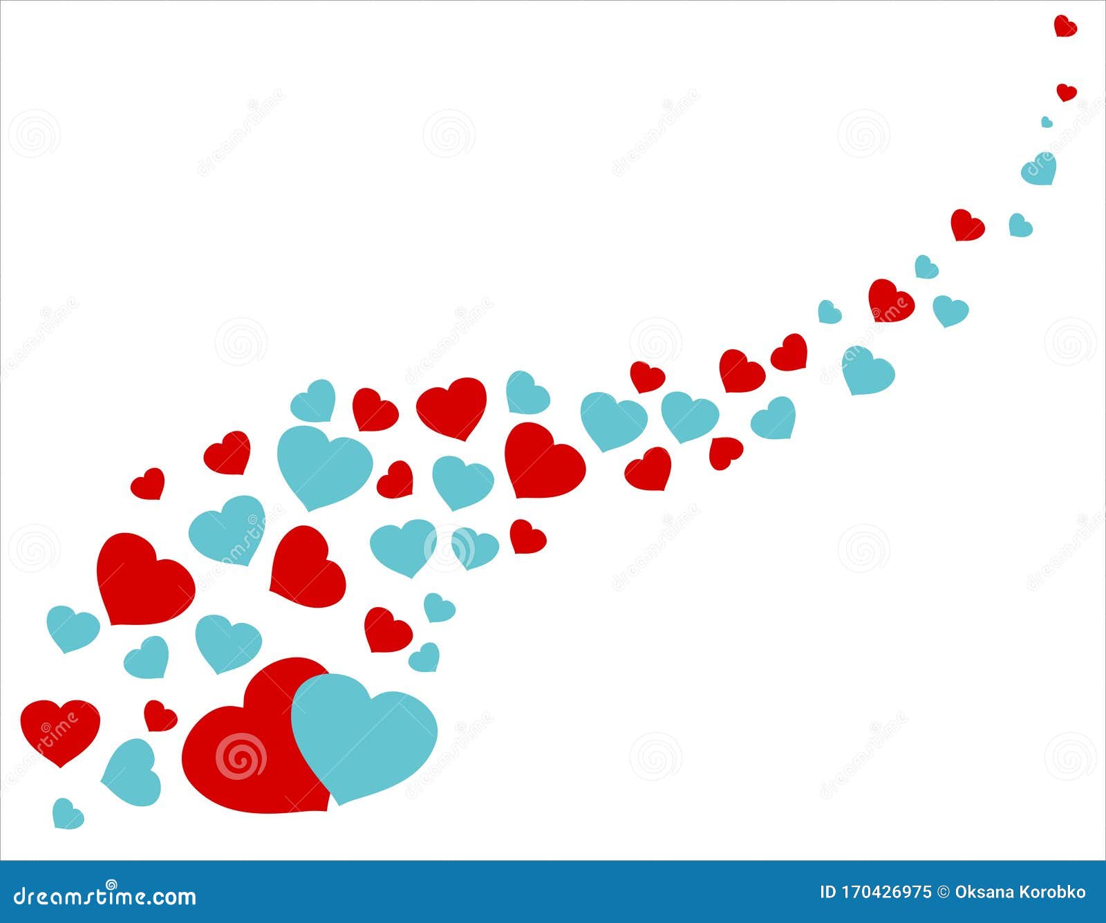 Wave Pattern with Red and Blue Hearts. Vector Illustration. Stock ...