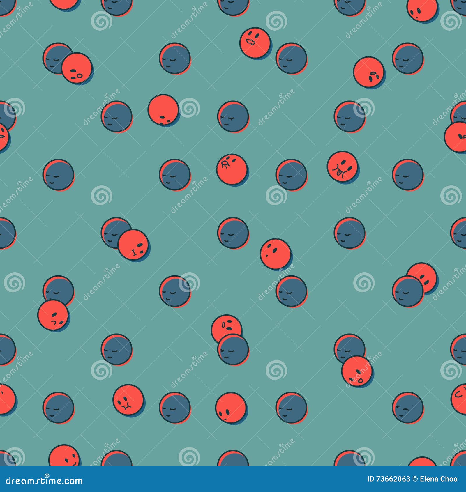 Seamless Pattern of Red and Blue Smiley Dots. Stock Illustration ...