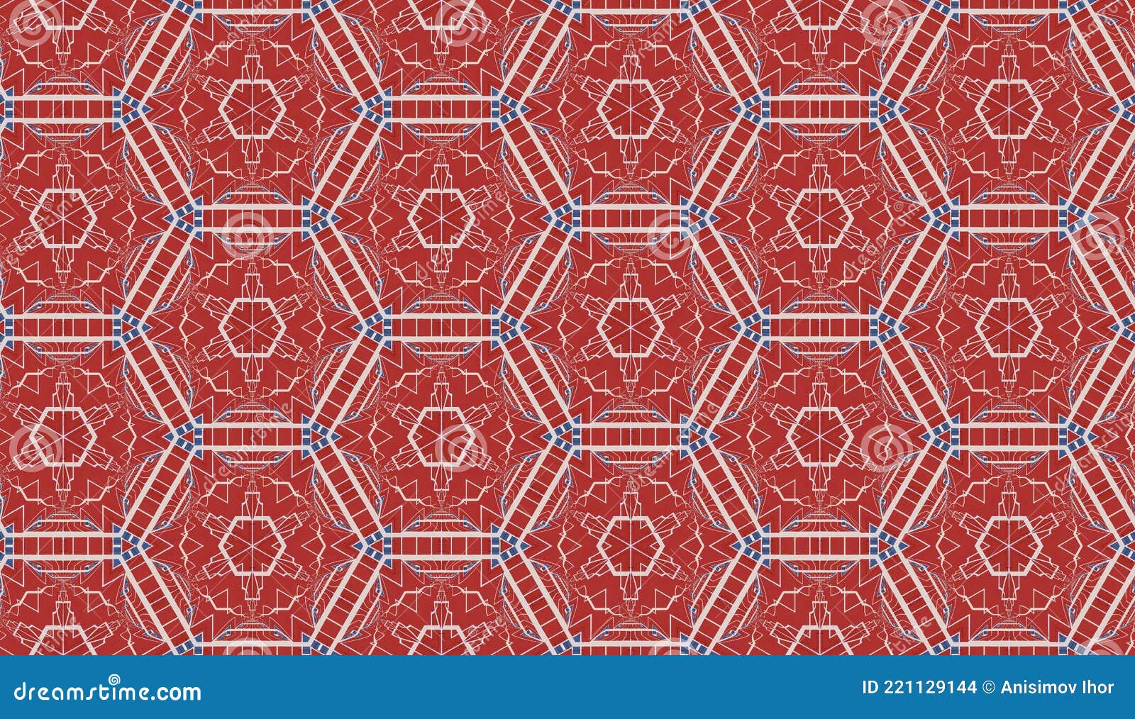 Seamless Pattern of Red and Blue Tiles in Moroccan Style Stock ...
