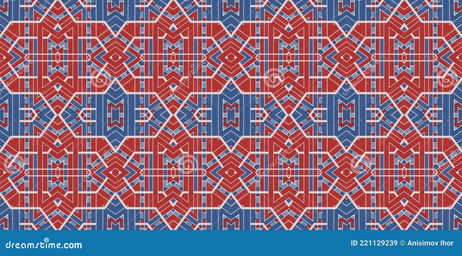Seamless Pattern of Red and Blue Tiles in Moroccan Style Stock ...