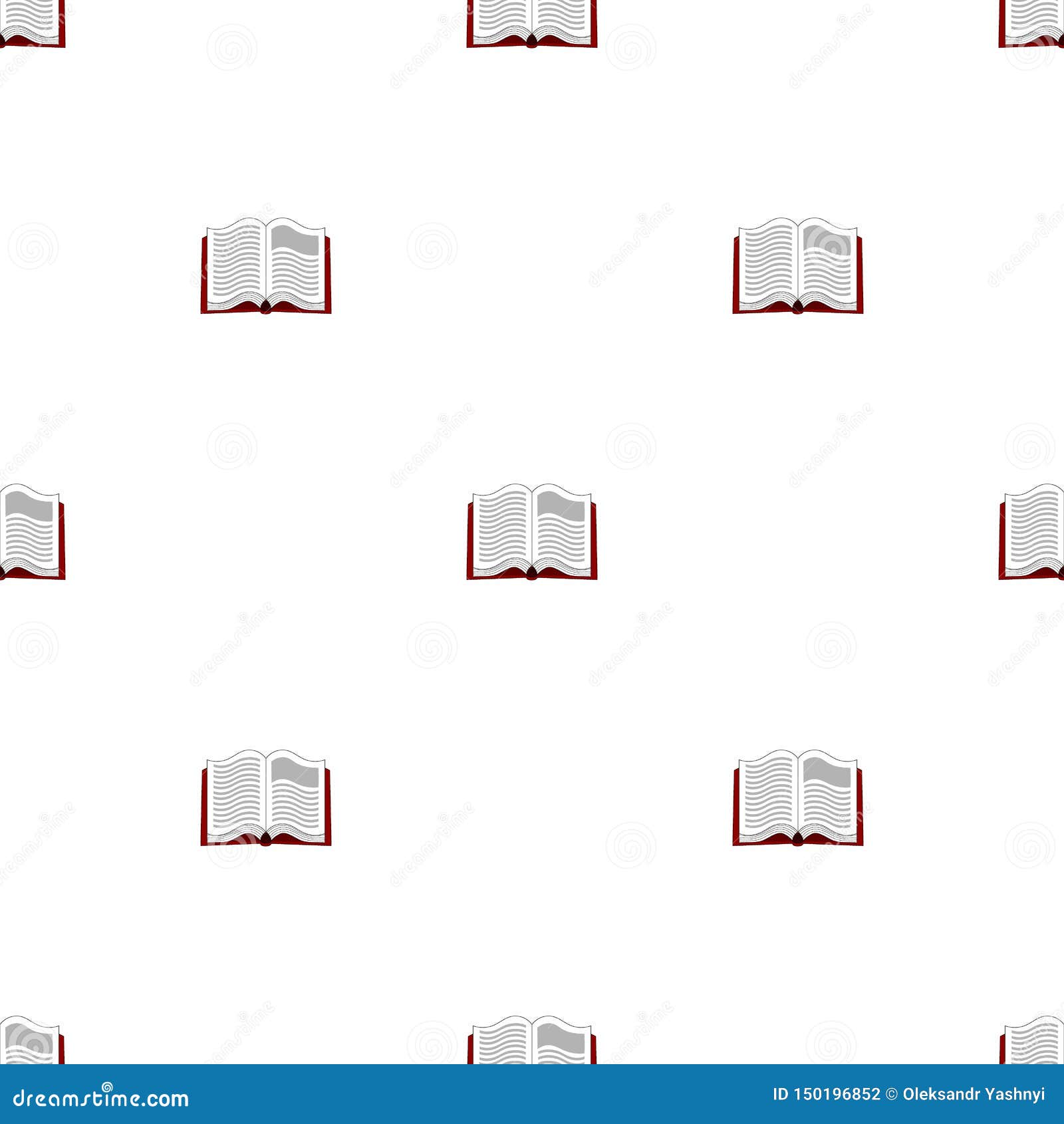 Seamless Pattern with Red Books on White Background. Vector ...