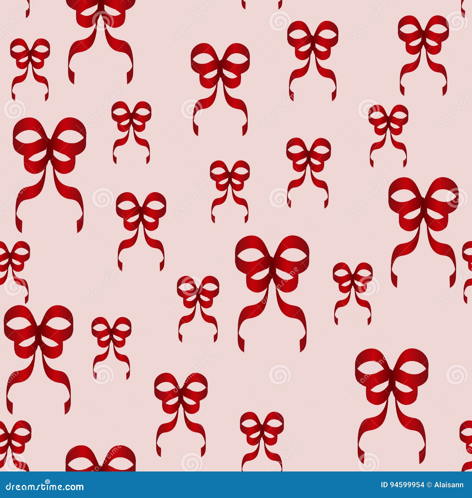 Seamless Pattern with Red Bows Stylized with Silk Ribbon Stock Vector ...