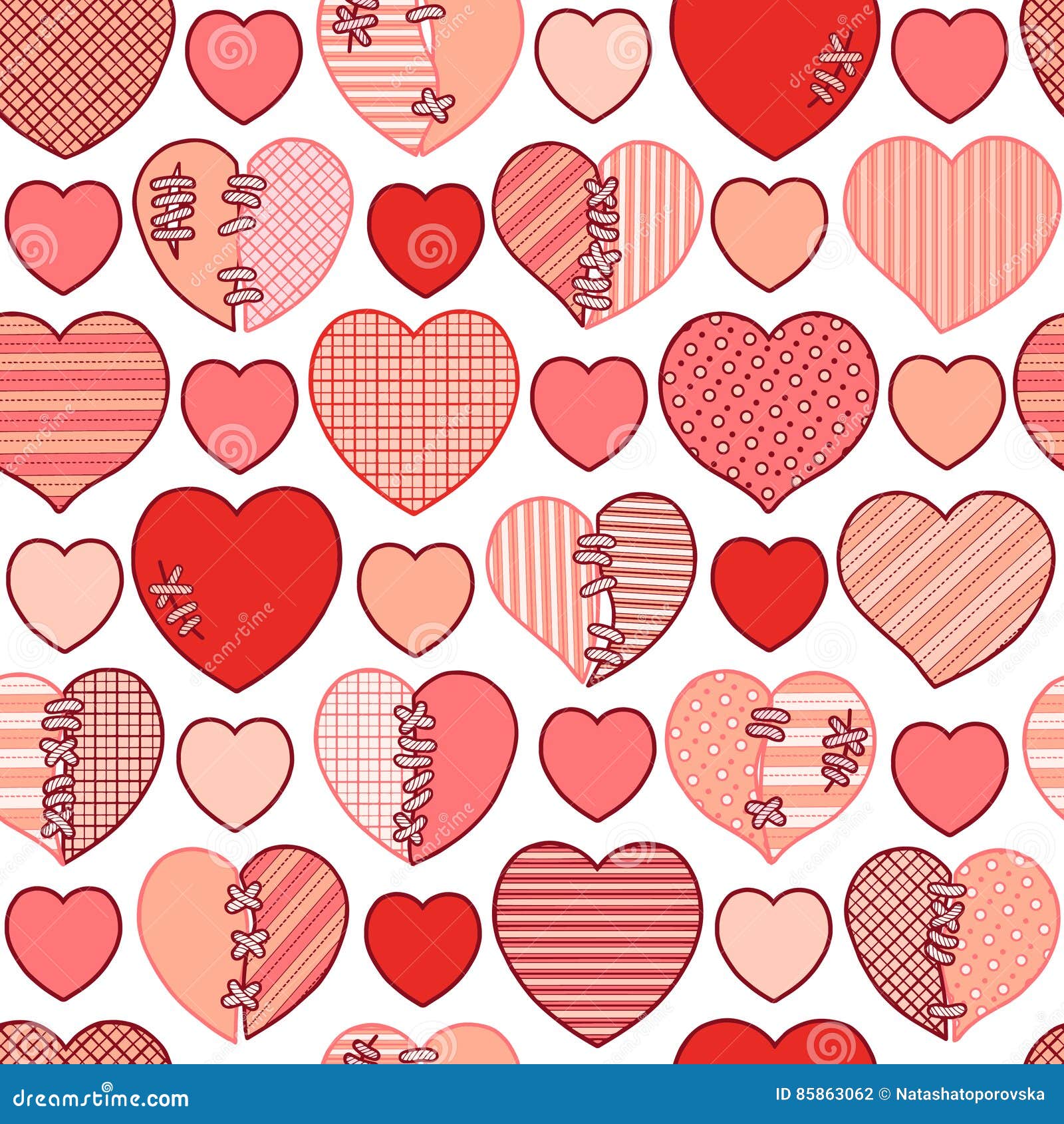 Seamless Pattern of Red Broken Hearts for Gift Wrapping ...