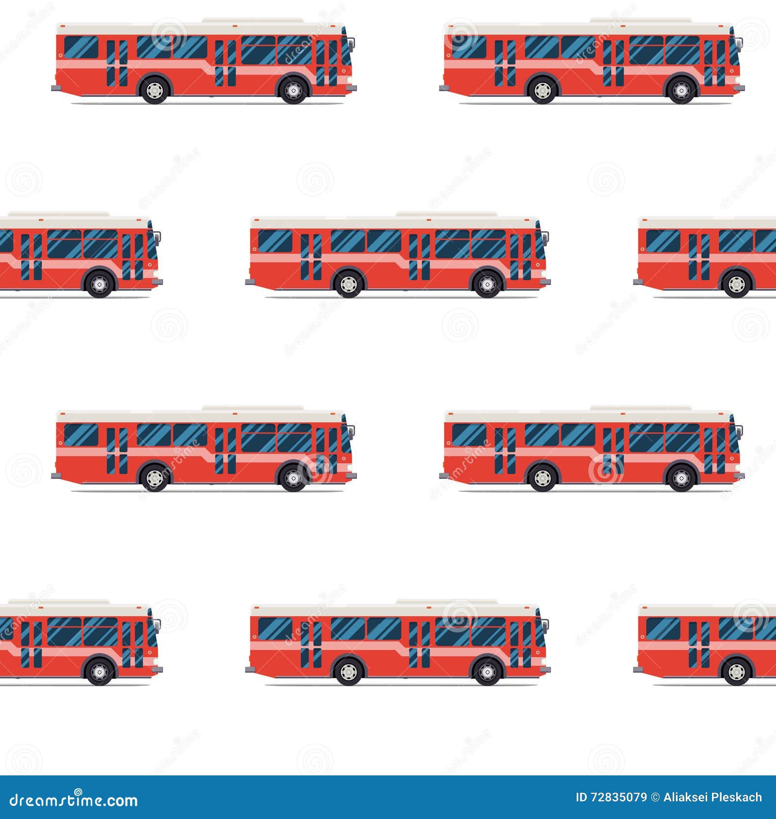 Seamless Pattern of Red Buses. Stock Vector - Illustration of ...