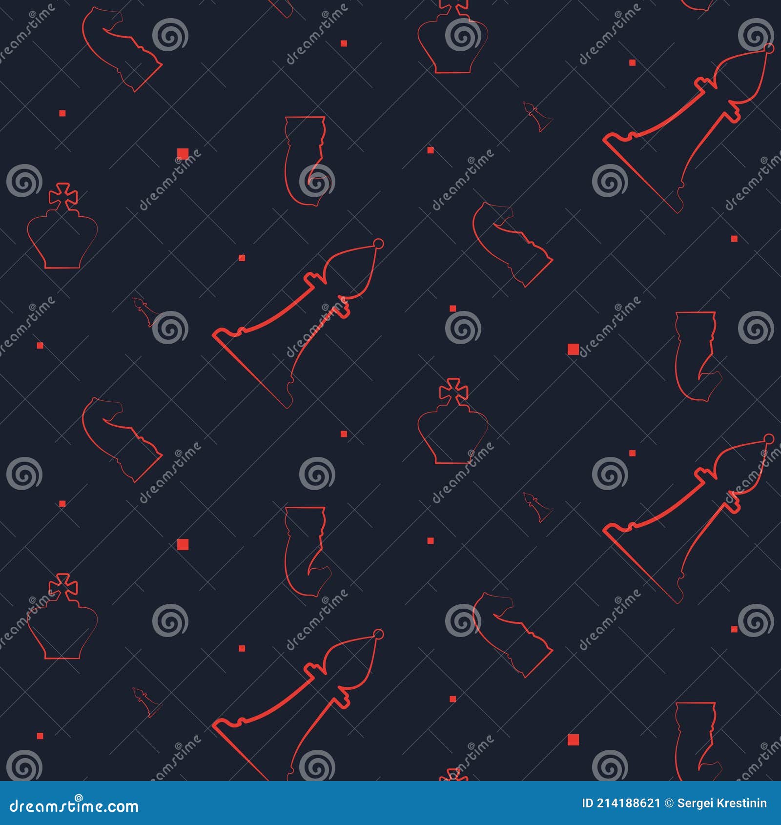 Seamless Pattern with Red Chess Pieces. Stock Vector - Illustration of ...